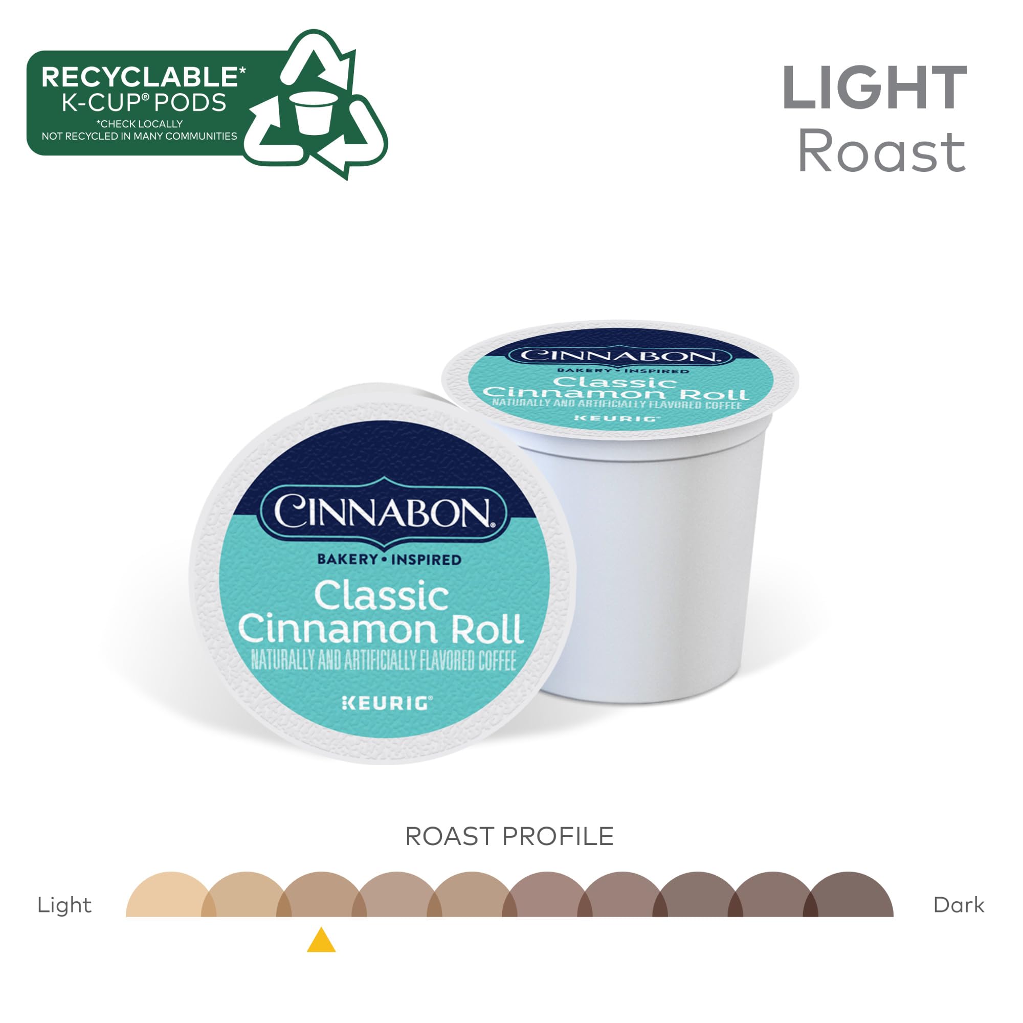 Cinnabon Classic Cinnamon Roll, Single-Serve Keurig K-Cup Pods, Flavored Coffee, 24 Count (Pack of 4)