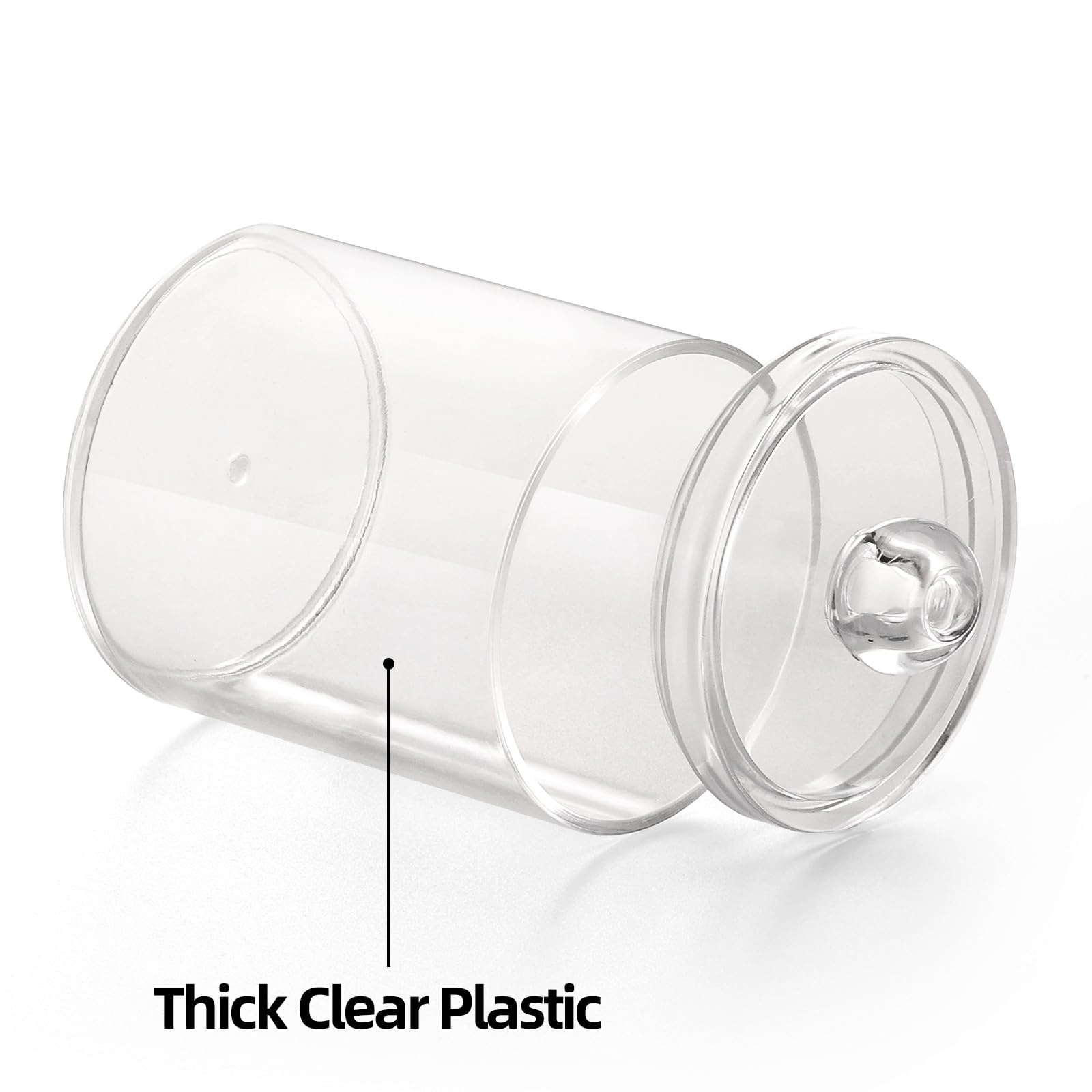 Tbestmax 4 Pack Qtip Holder - 10 oz, 12 oz Restroom Bathroom Organizers and Storage Containers, Clear Plastic Apothecary Jars with Lids for Cotton Ball, Cotton Swab, Cotton Round Pads, Floss