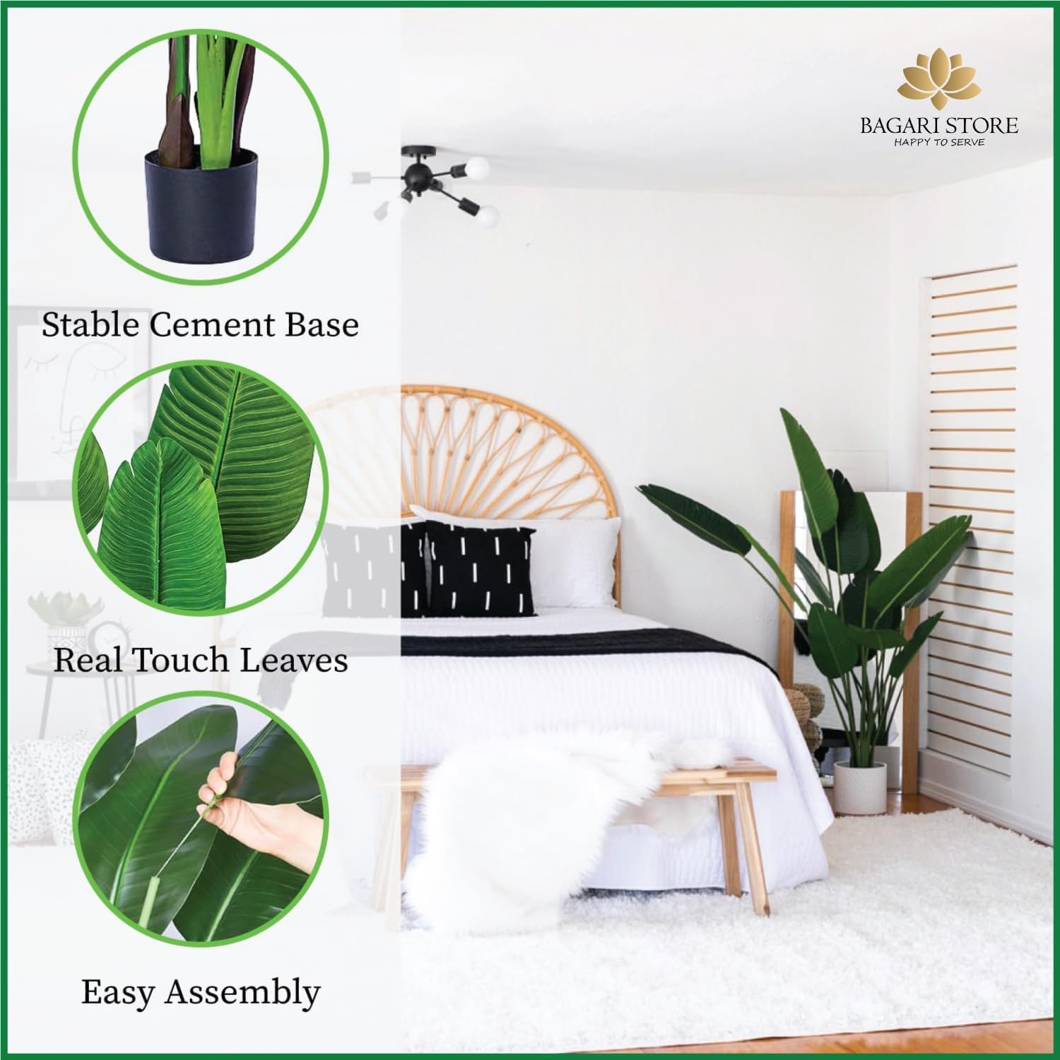 One 5 Foot Artificial Silk Bird of Paradise Palm Tree Potted Plant