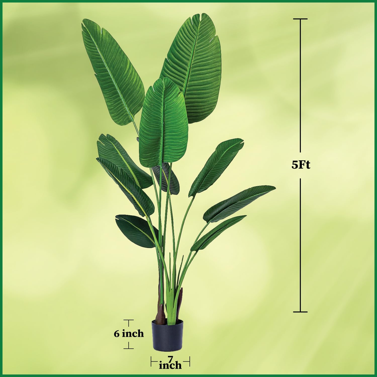 One 5 Foot Artificial Silk Bird of Paradise Palm Tree Potted Plant