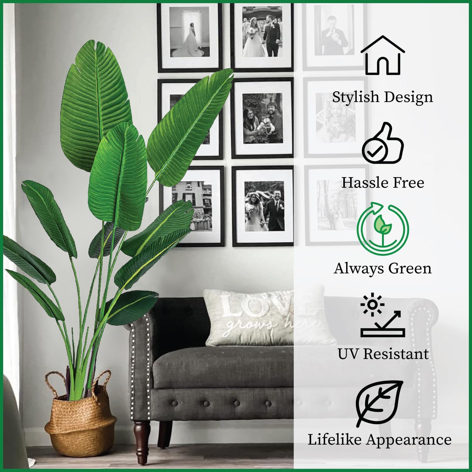 One 5 Foot Artificial Silk Bird of Paradise Palm Tree Potted Plant