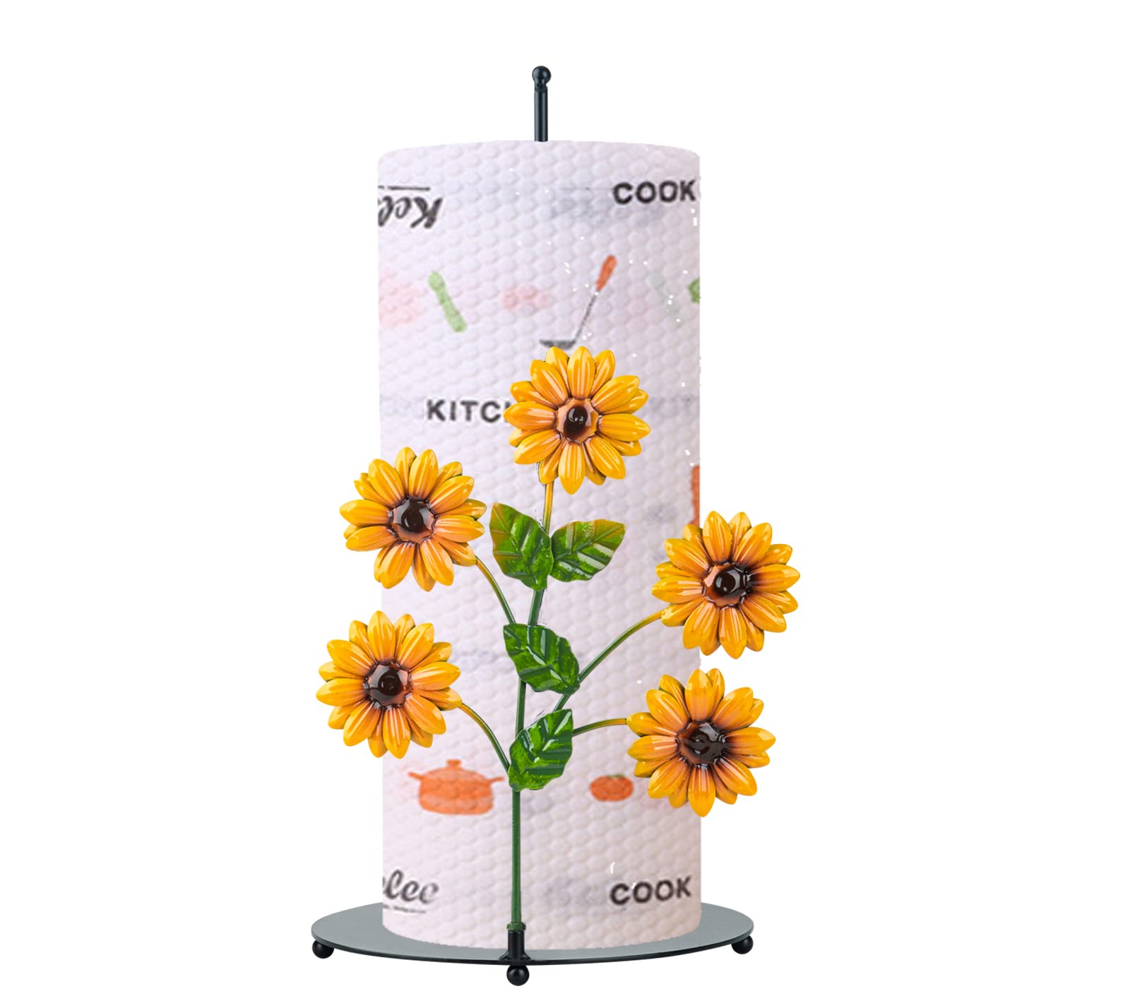 Sunflower Paper Towel Holder Countertop Black Paper Towel Holder Stand Kitchen Paper Towels Holder Papertowel Holder Standing Paper Towel Holder Weighted Paper Towel Holder without Paper Towel