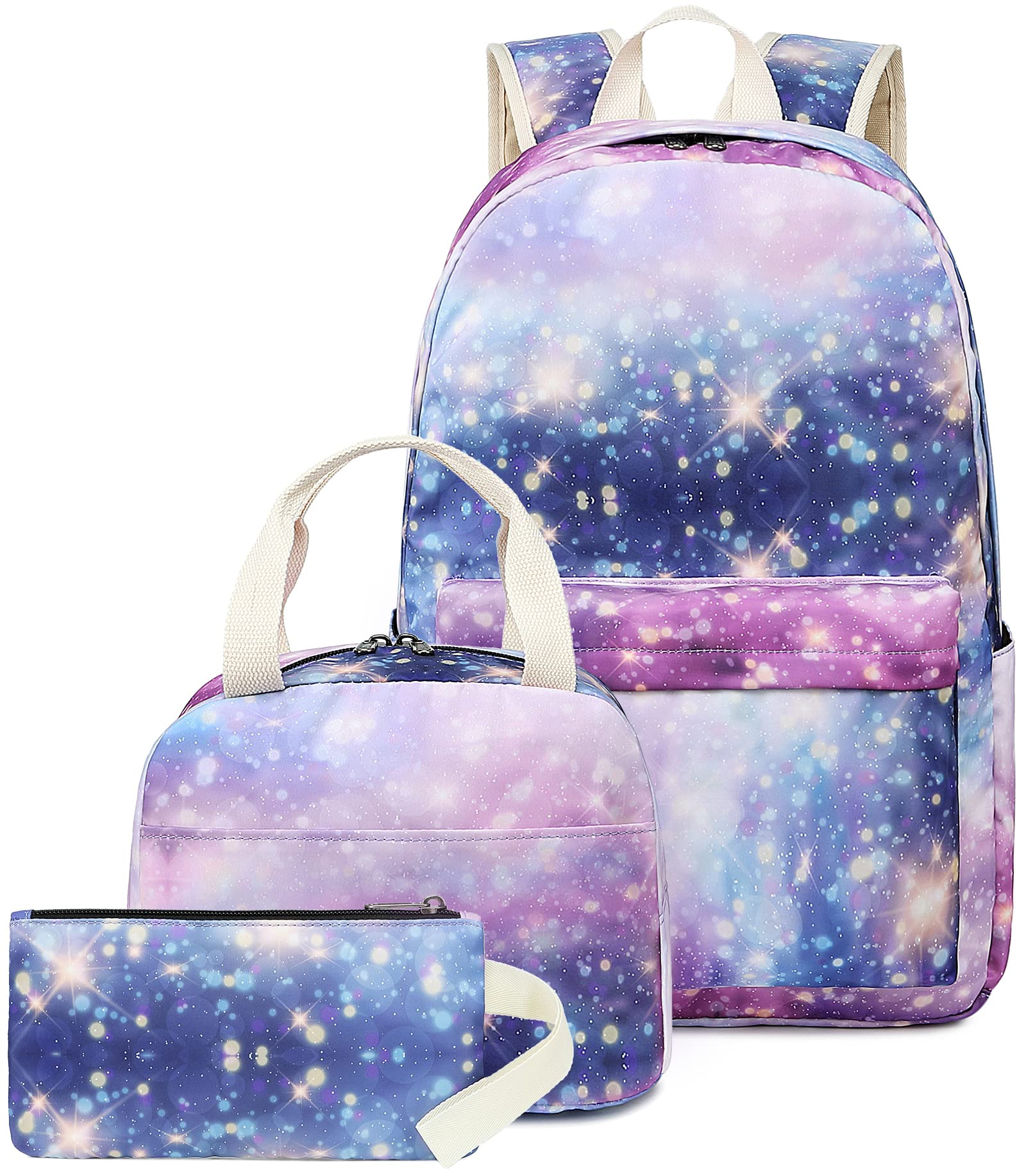 CAMTOP Backpack for Girls Teens School Bookbags Cute Kids Backpacks (Galaxy-Purple Pink)