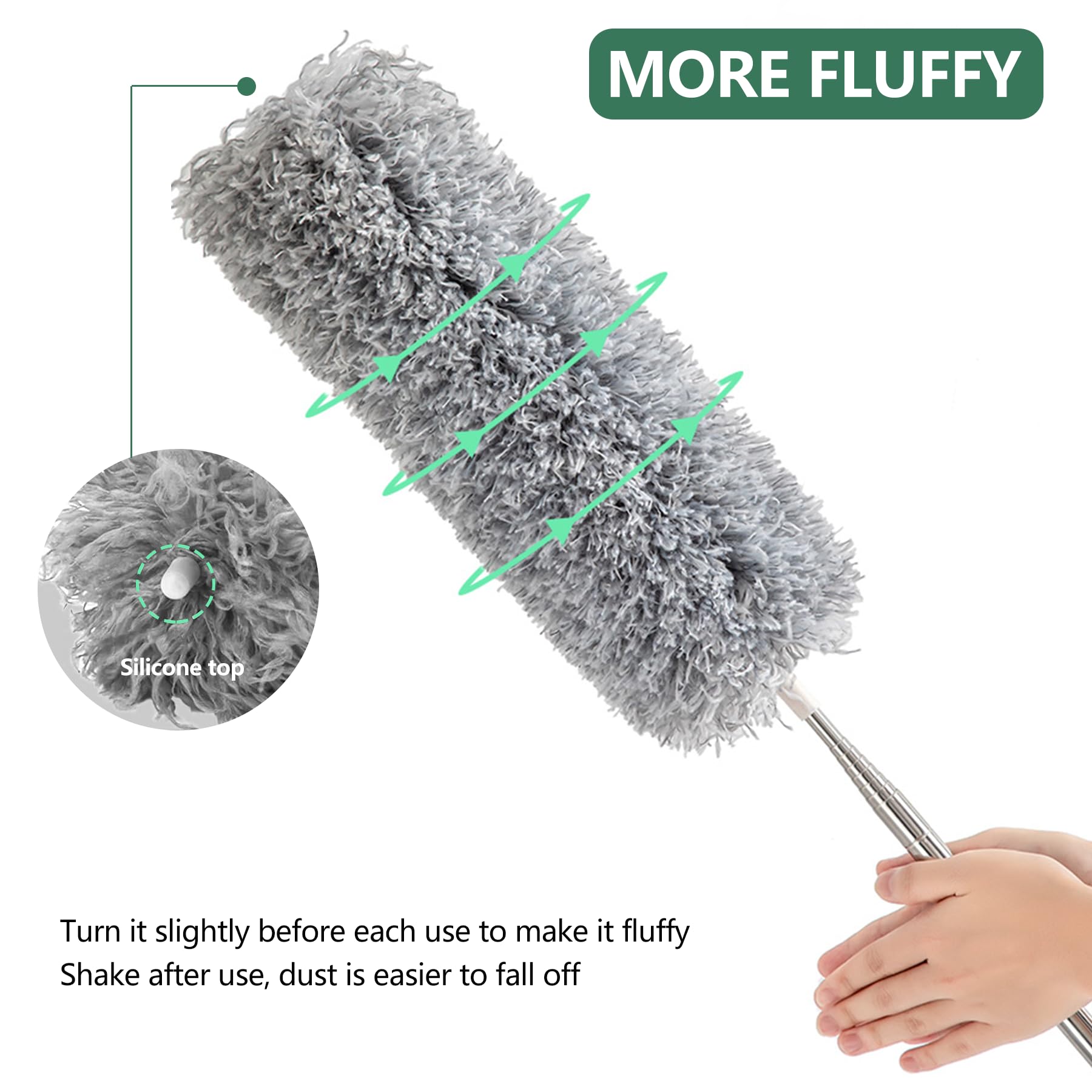 SetSail Duster with Extension Pole 110-inch Extra-Long Dusters for Cleaning, Bendable Microfiber Head Washable Ceiling Fan Duster for High Ceilings, Furniture