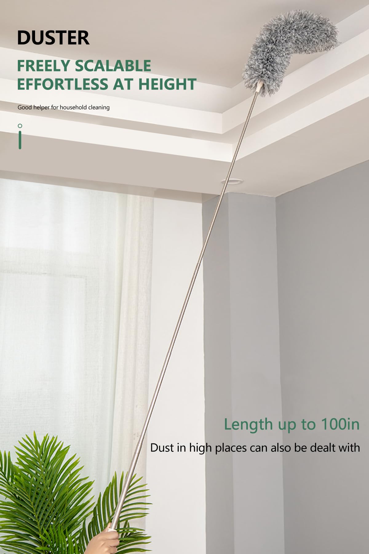 SetSail Duster with Extension Pole 110-inch Extra-Long Dusters for Cleaning, Bendable Microfiber Head Washable Ceiling Fan Duster for High Ceilings, Furniture