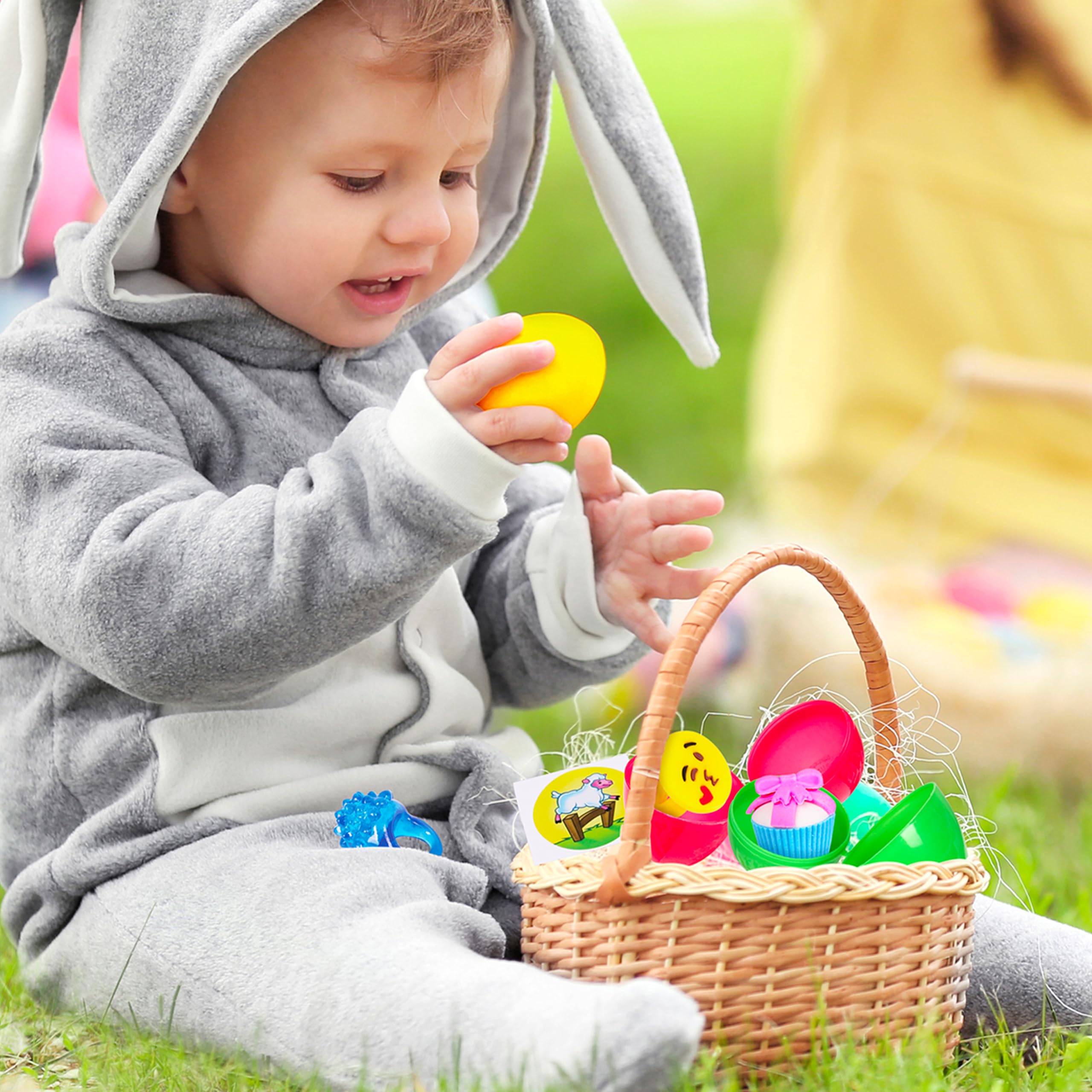 100-Pcs Easter Eggs with Toys Inside I Prefilled Easter Eggs Includes Slap Bracelets, Sticky Hands, Light Up Rings & More I Plastic Easter Egg Fillers for Your Easter Egg Hunt Bulk Easter Party Favors