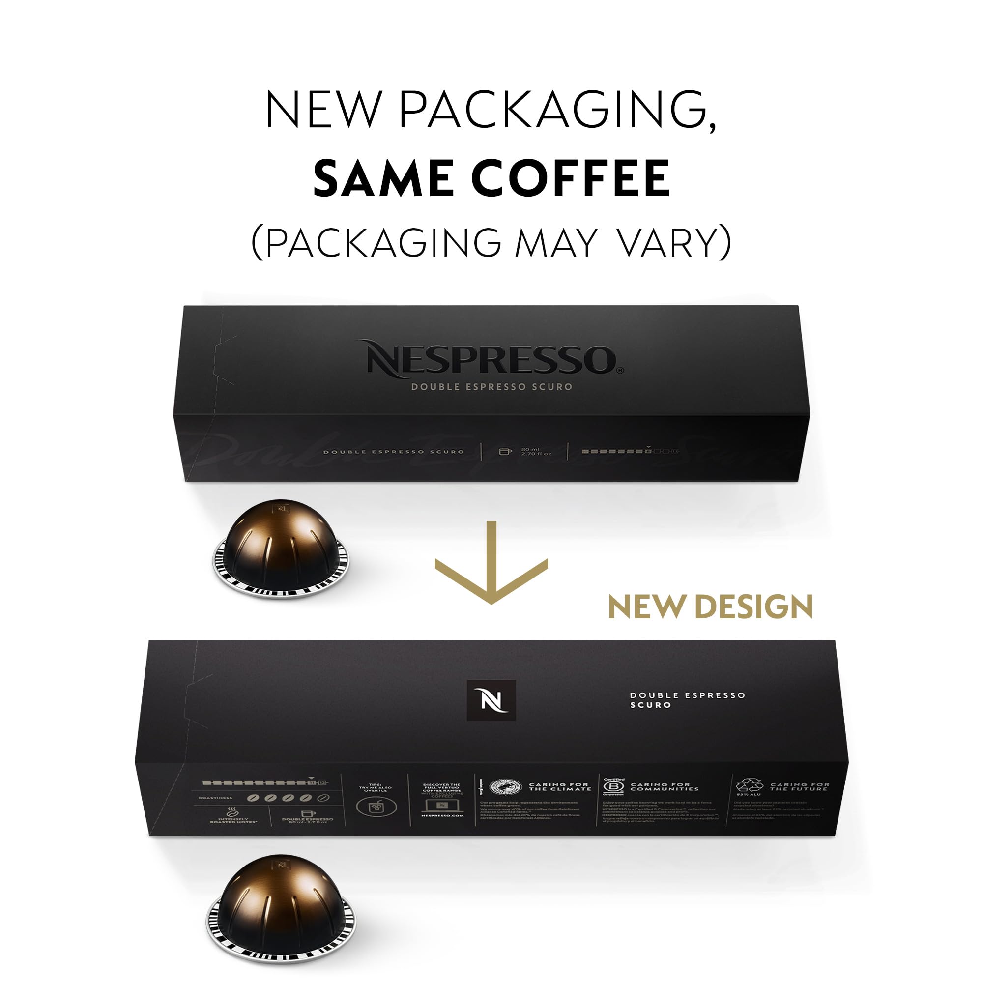 Nespresso Capsules VertuoLine, Double Espresso Scuro, Dark Roast Espresso Coffee, 10 Count (Pack of 3) Coffee Pods, Brews 2.7 Ounce (VERTUOLINE ONLY)