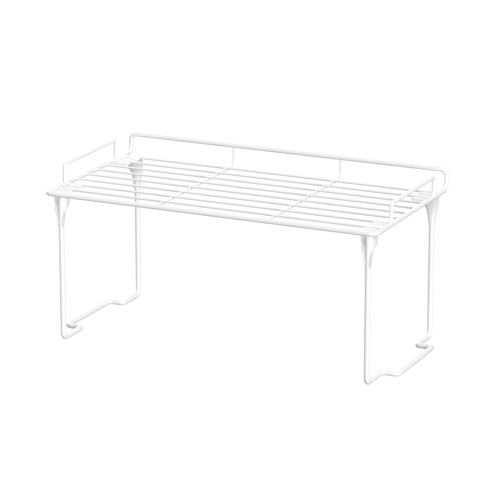 iPEGTOP Stackable Cabinet Shelf Organizers, Set of 2 Kitchen Countertop Cupboard Storage Rack, Pantry Stand Shelves Space Saving for Kitchen, Bedroom, Bathroom, White