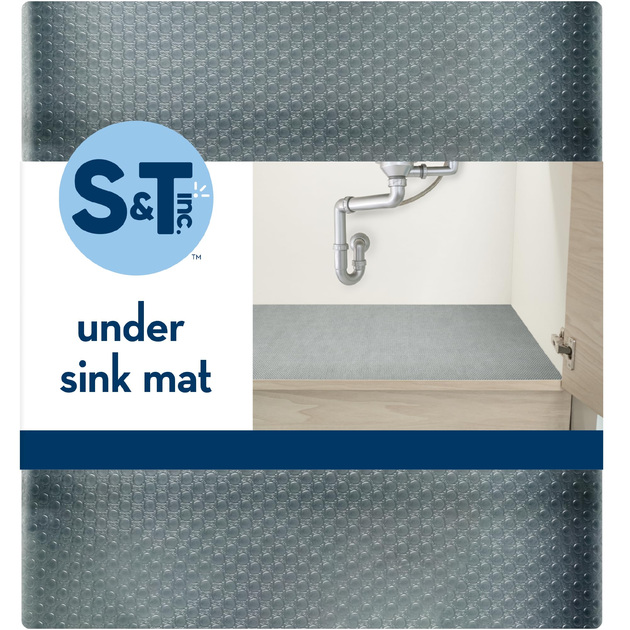 S&T INC. Under Sink Mat, Shelf Liners for Kitchen Cabinets Non Adhesive, Water Resistant and Plastic Kitchen Shelf Liner, Charcoal Grey, 24 in. x 48 in
