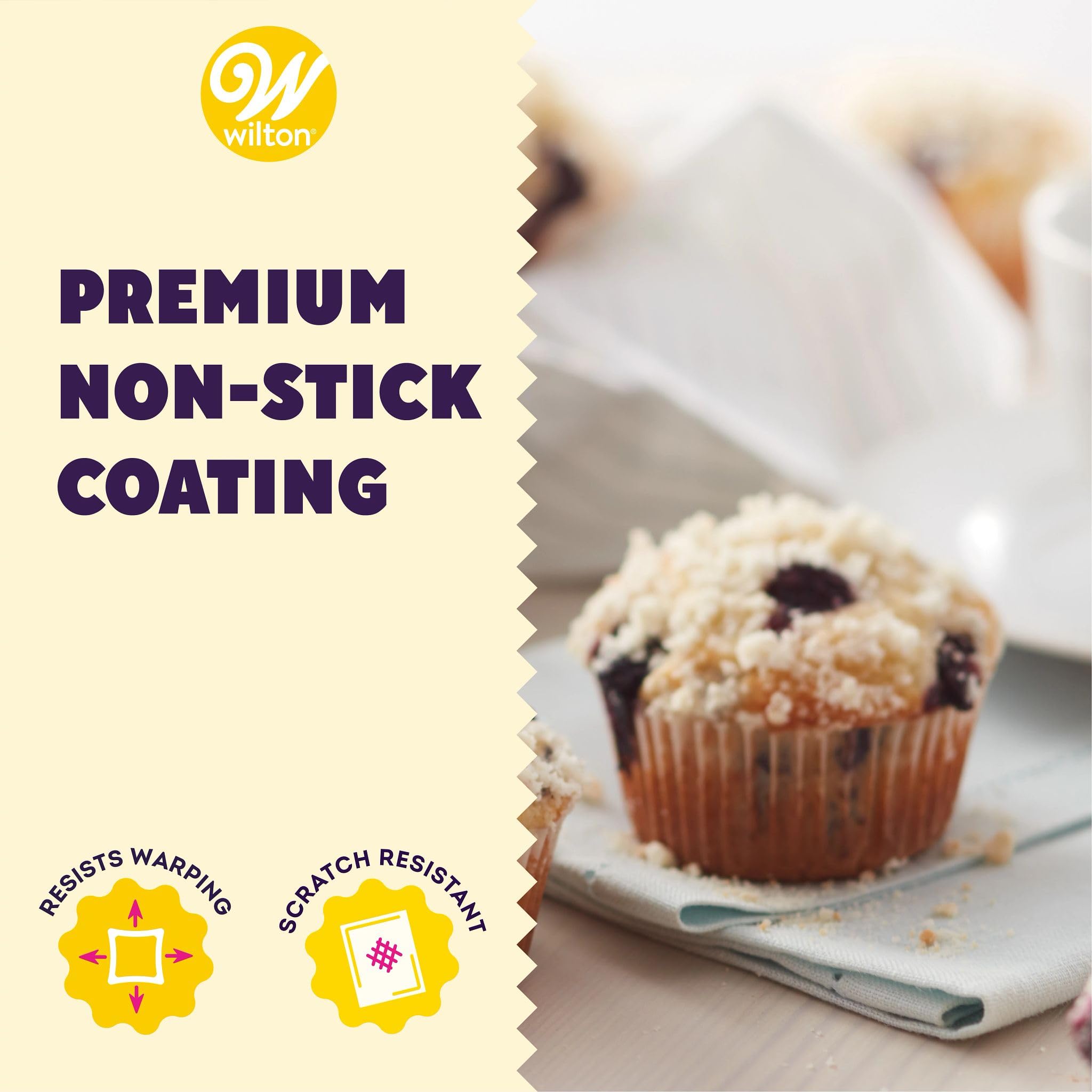 Wilton Perfect Results Premium Non-Stick Bakeware Muffin Pan & Cupcake Pan, 12-Cup, Steel