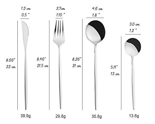 Silver 24 Silverware set for 6 people, gift sets with Premium box and Gift Letter, Stainless Steel Cutlery set, Housewarming Gift, flatware set with Knife/Fork/Spoon/Teaspoon