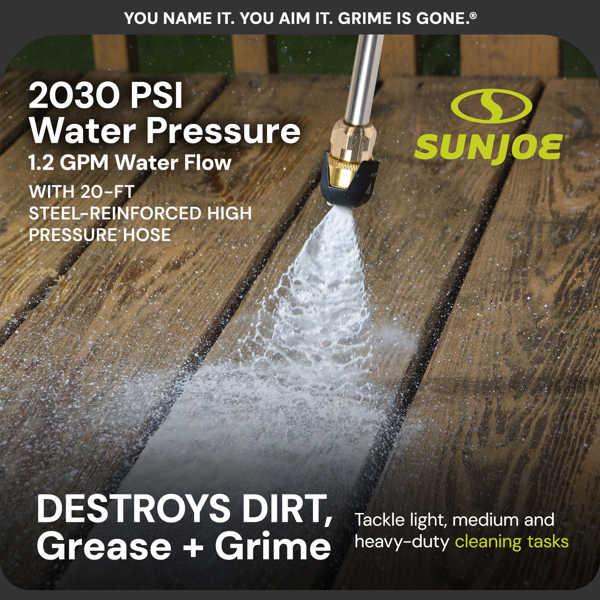 Sun Joe SPX3000 2030 Max PSI 1.76 GPM 14.5-Amp Electric High Pressure Washer, Cleans Cars/Fences/Patios