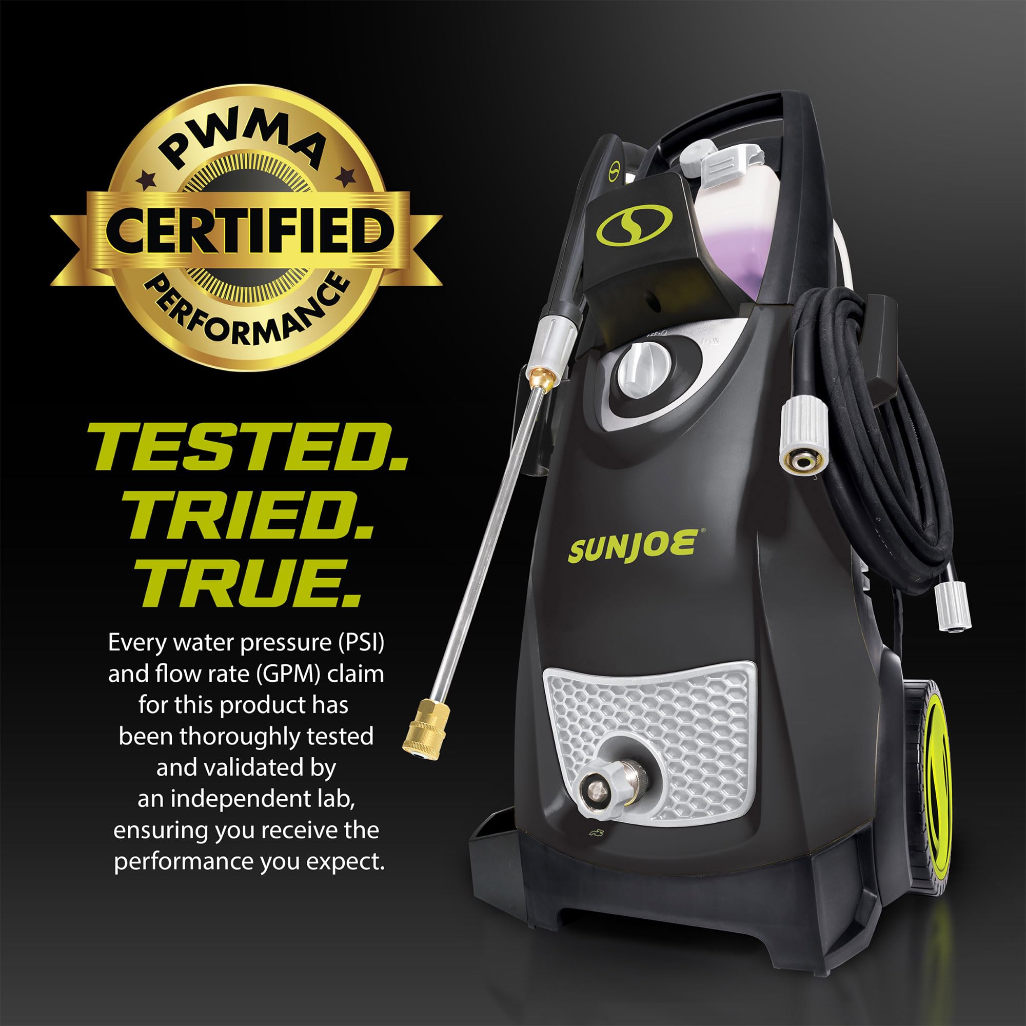 Sun Joe SPX3000 2030 Max PSI 1.76 GPM 14.5-Amp Electric High Pressure Washer, Cleans Cars/Fences/Patios