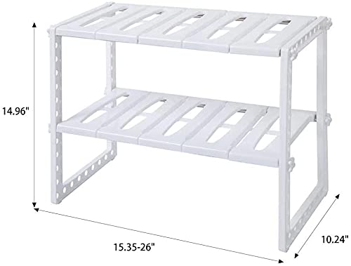 Comoo Under Sink Organizers And Storage,2-Layer Expandable Under Sink Organizer With Adjustable Lenth And Shelves,Multifunctional Under Sink Storage For Kitchen,(15.35-26 x 10.24 x 14.96)'