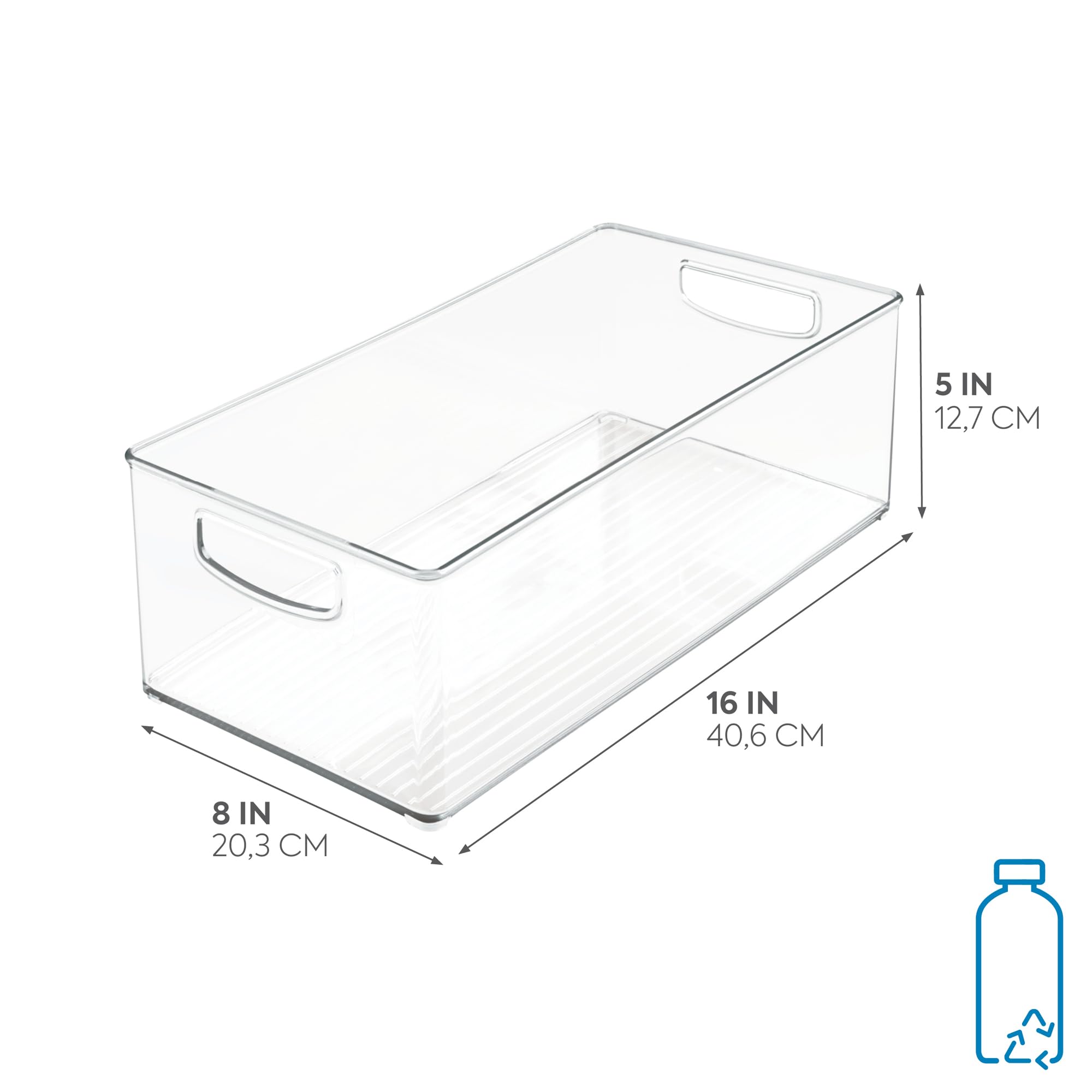 InterDesign Cabinet/Kitchen Binz Kitchen Storage Container, Extra Large Plastic Storage Boxes for The Fridge, Freezer or Pantry, Clear