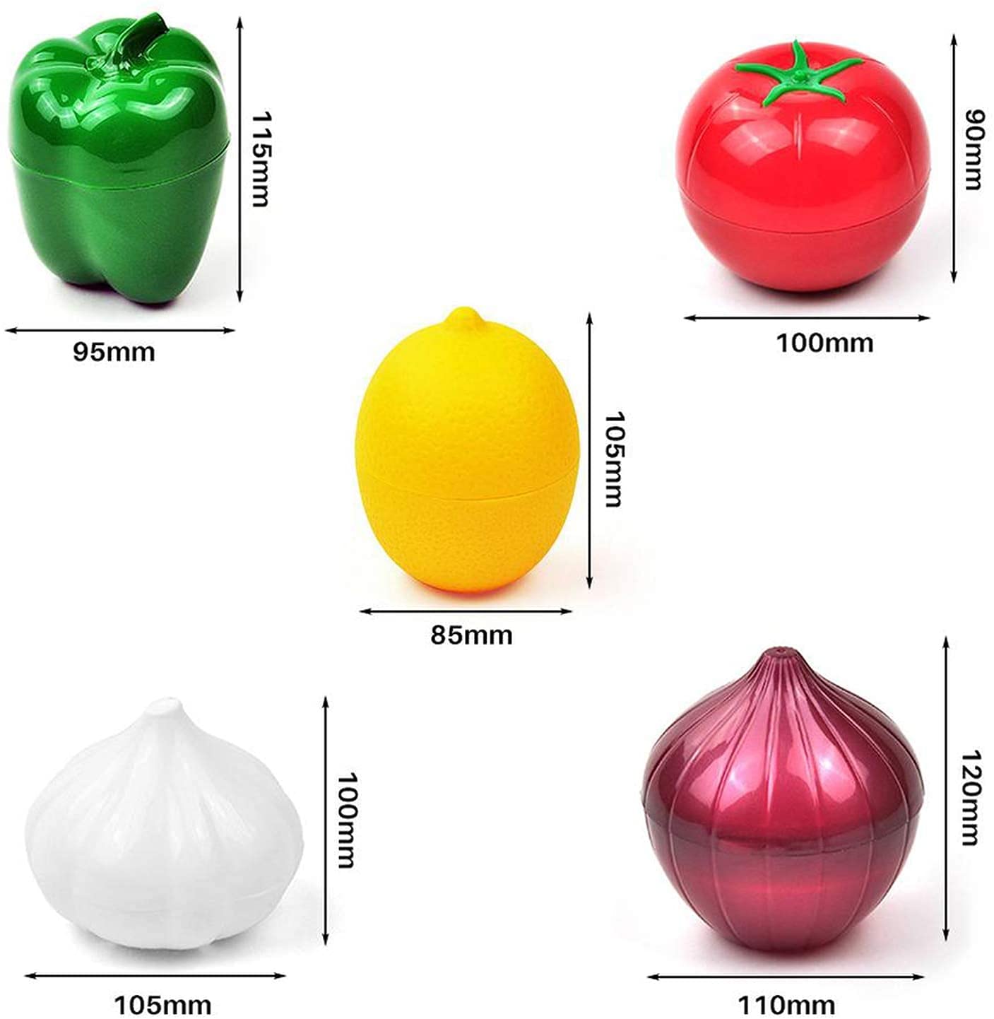 Cc - DMHH & - Cc Onion Storage, Fruit Container Refrigerator, Vegetable Storage, Onion, Lemon, Green Pepper, Tomato, Garlic Storage Container, Refrigerator Preservation 5-Piece Set