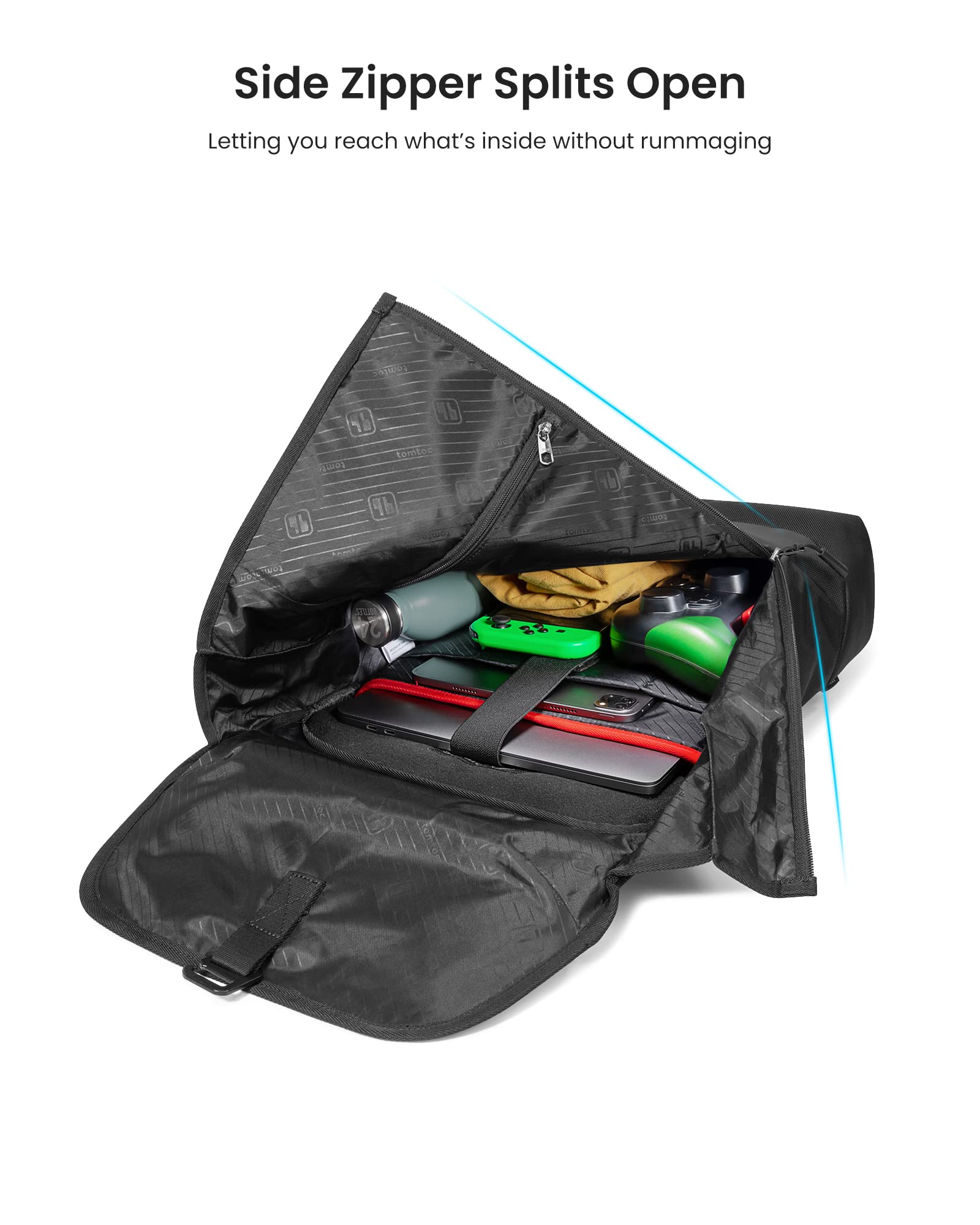 tomtoc Flap Laptop Backpack, Water-Resistant Durable Travel Backpack Rucksack for 13-16 Inch MacBook/15.6 Inch Notebook, Large Capacity Daypack for Work, School, Commuting, Weekend Holiday, 17L, Black