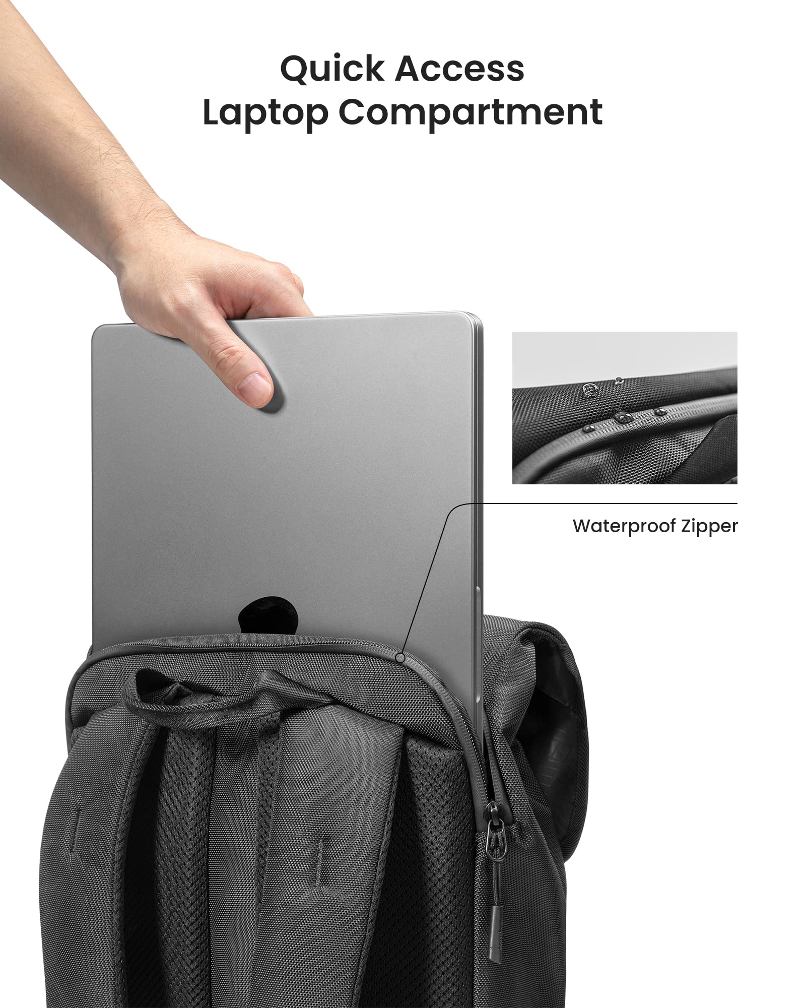 tomtoc Flap Laptop Backpack, Water-Resistant Durable Travel Backpack Rucksack for 13-16 Inch MacBook/15.6 Inch Notebook, Large Capacity Daypack for Work, School, Commuting, Weekend Holiday, 17L, Black