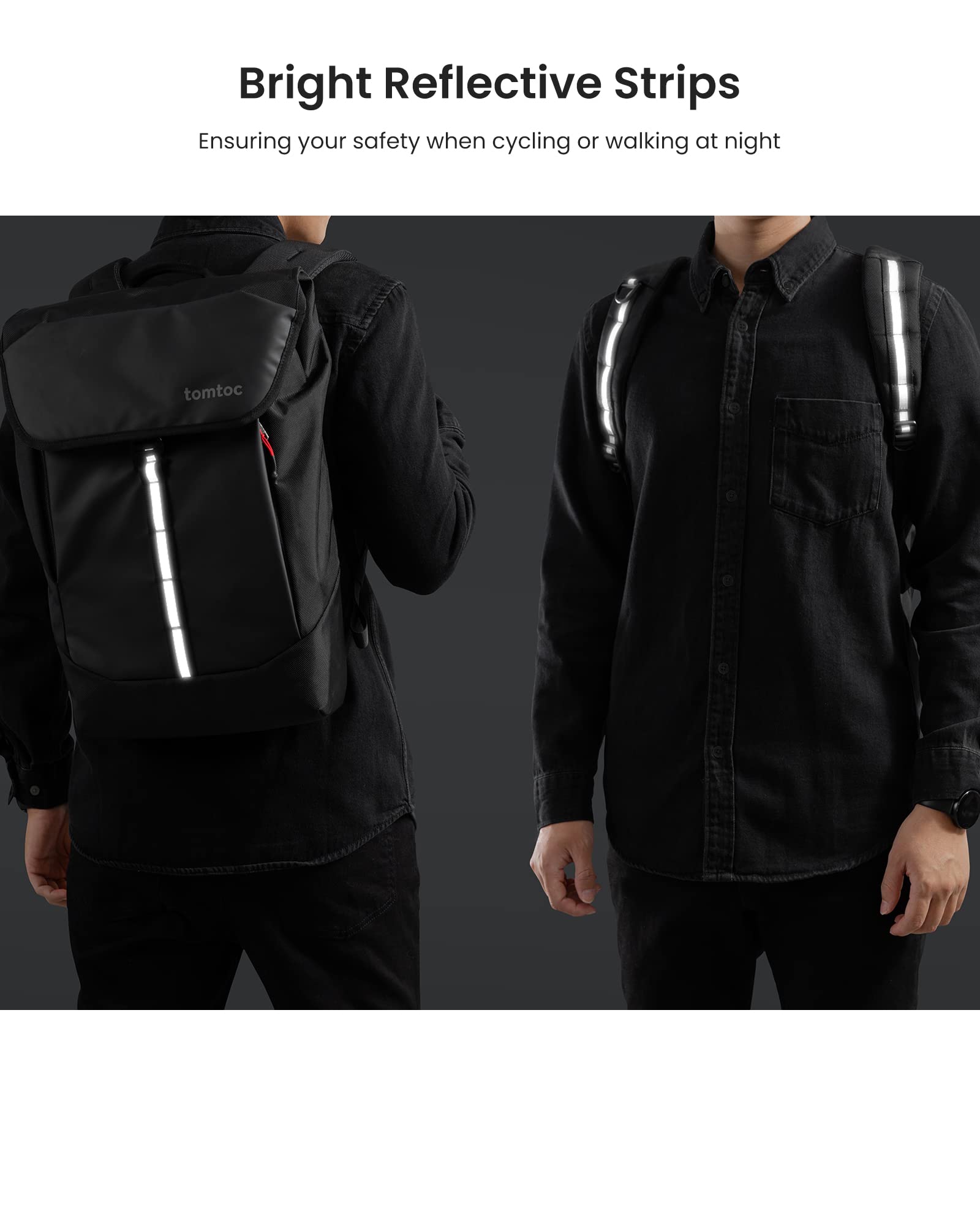 tomtoc Flap Laptop Backpack, Water-Resistant Durable Travel Backpack Rucksack for 13-16 Inch MacBook/15.6 Inch Notebook, Large Capacity Daypack for Work, School, Commuting, Weekend Holiday, 17L, Black