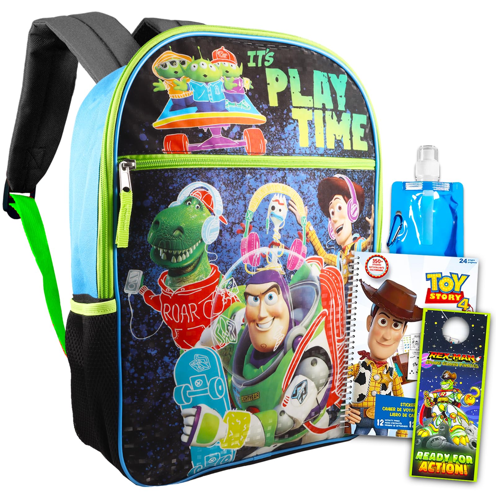 Buzz Lightyear School Supplies Bundle Buzz Lightyear Bags for Kids - 4 Pc Buzz Lightyear Backpack with Toy Story Stickers, Water Bottle, and More (Buzz Lightyear School Bagpack)
