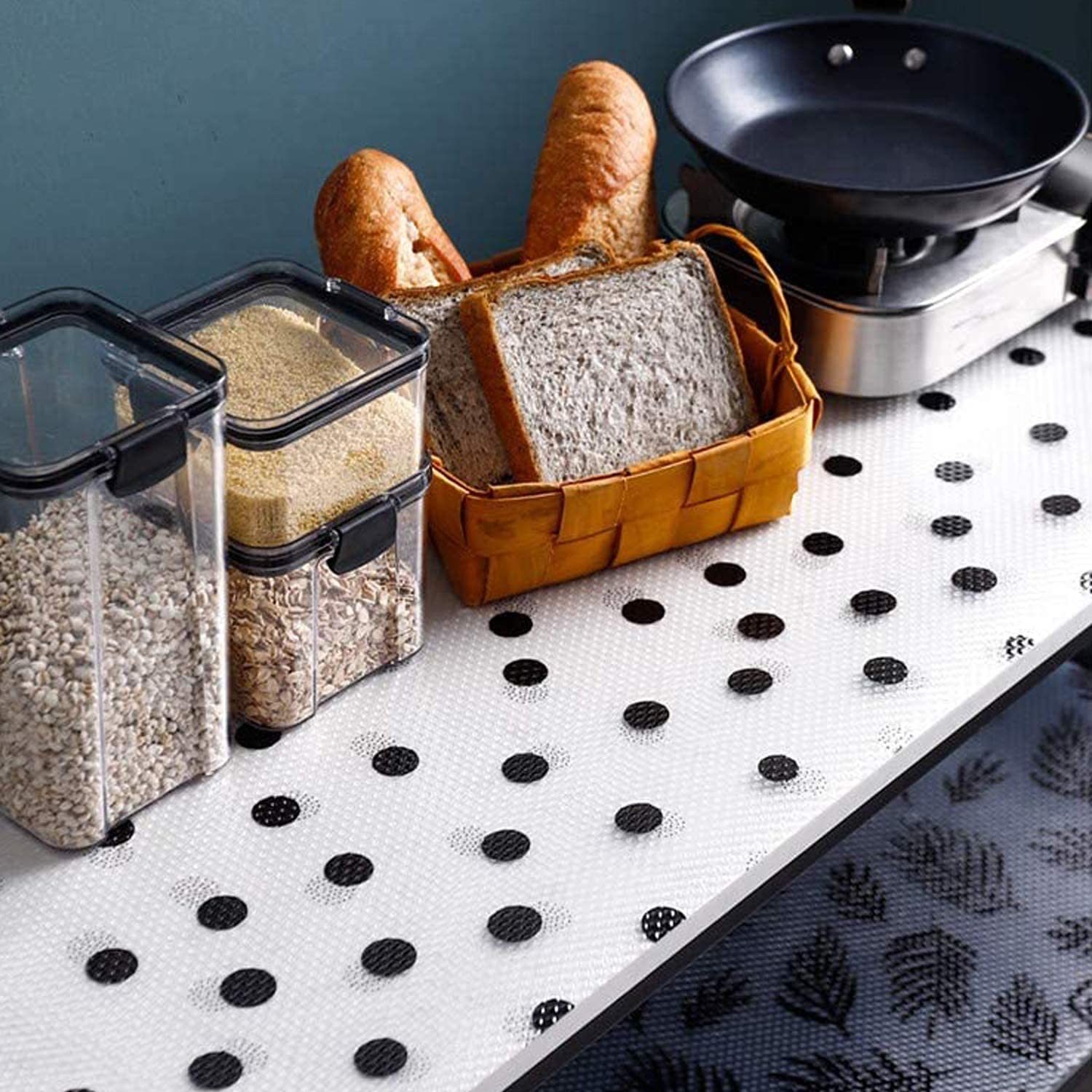 Shelf Liners for Kitchen Cabinets Non-Adhesive - EVA Refrigerator Liners - Drawer Liners for Kitchen - Washable Fridge Shelf Liners - Wire Shelf Liner Dots Design - Kitchen Drawer Liners 17.7 × 47.2