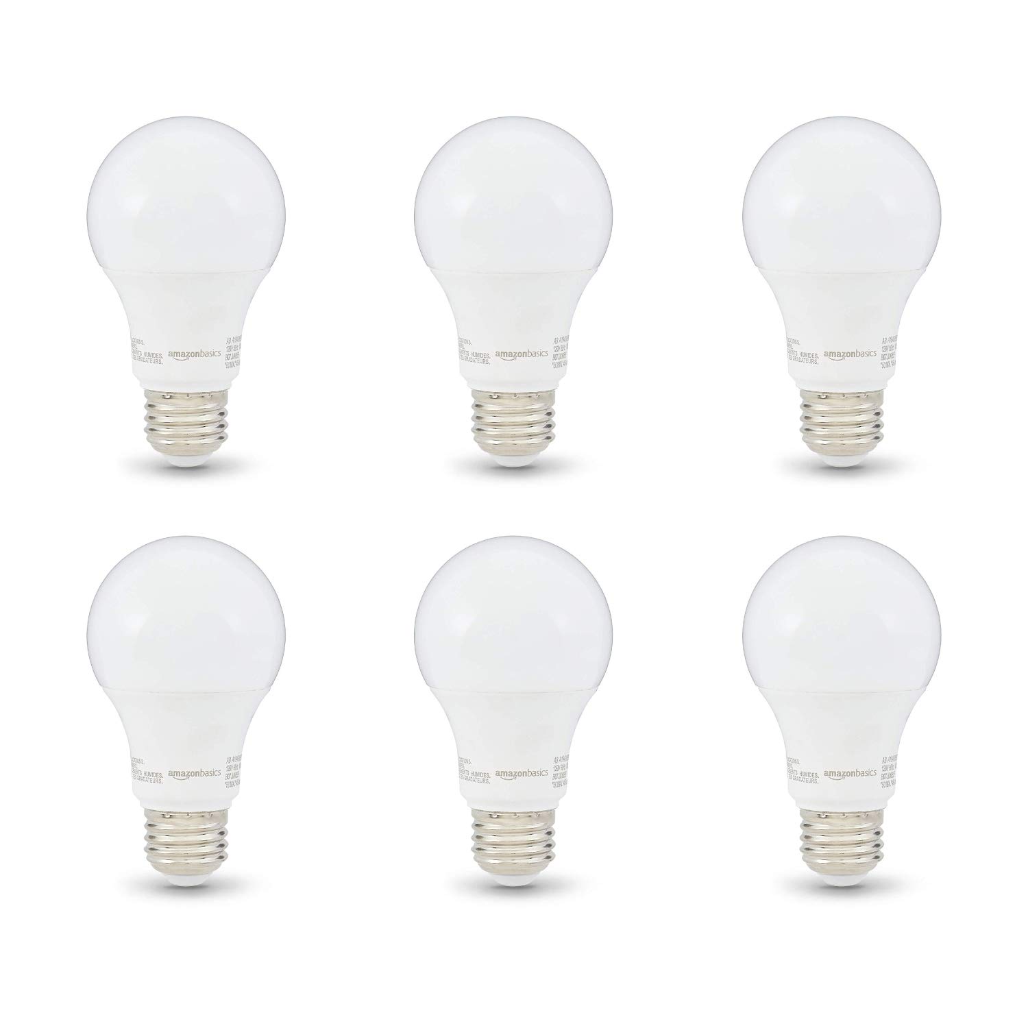 Amazon Basics 40W Equivalent, Soft White, Non-Dimmable, 10,000 Hour Lifetime, A19 LED Light Bulb | 6-Pack