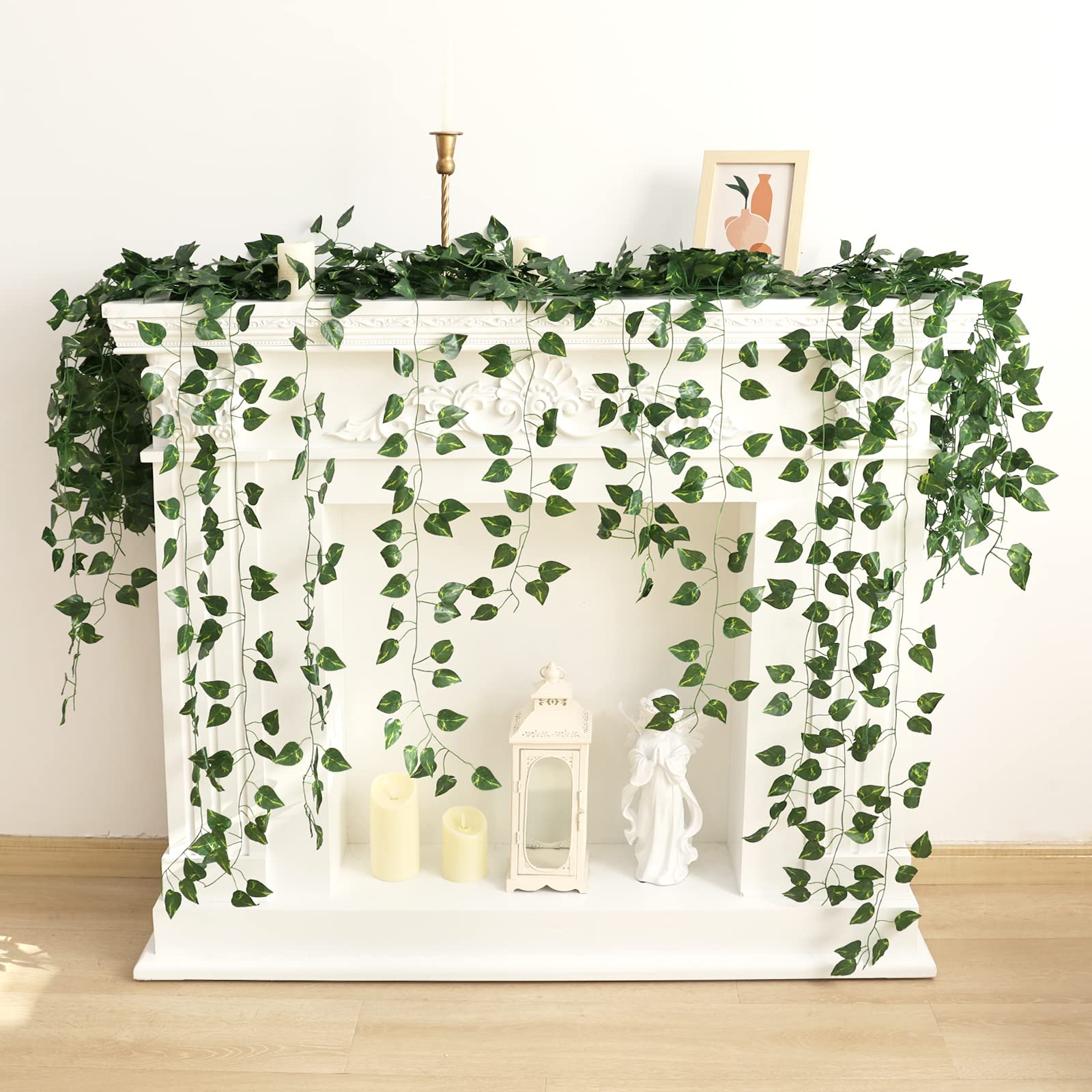 CEWOR 24 Pack 173ft Artificial Ivy Greenery Garland, Fake Vines Hanging Plants Backdrop for Room Bedroom Wall Decor, Green Leaves for Jungle Theme Party Wedding Decoration