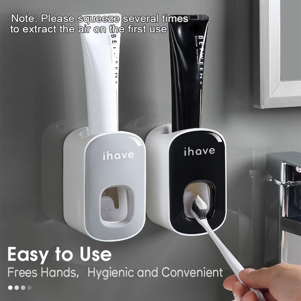 iHave Toothpaste Dispenser Wall Mount for Bathroom Automatic Toothpaste Squeezer (Grey)
