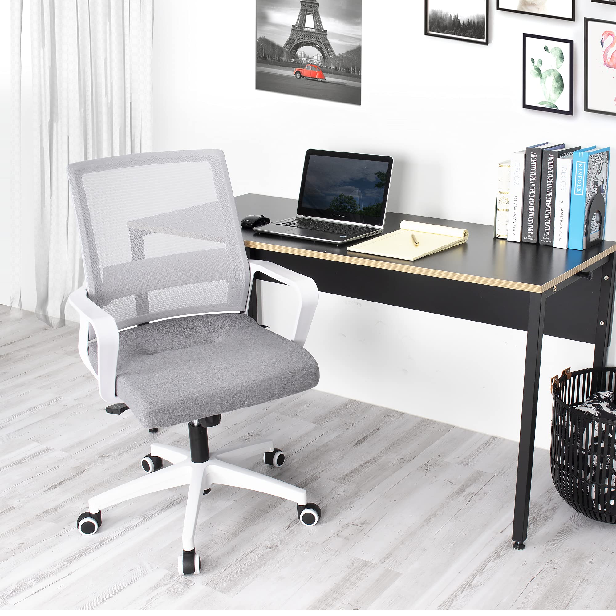 neo chair Office Swivel Desk Ergonomic mesh Adjustable Lumbar Support Computer Task Back armrest Home Rolling Women Adults Men Chairs Height Comfortable Gaming Guest Reception (Black)