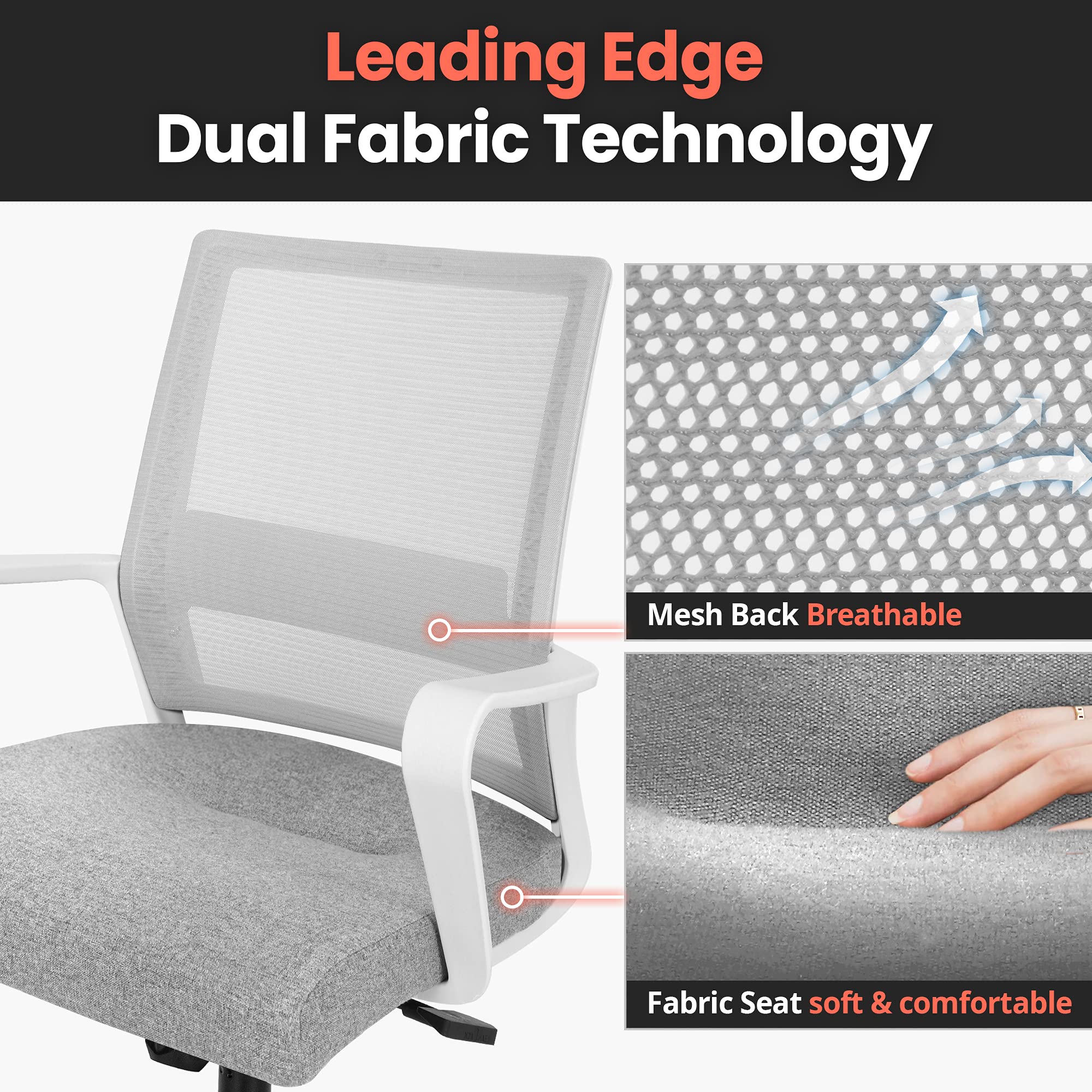 neo chair Office Swivel Desk Ergonomic mesh Adjustable Lumbar Support Computer Task Back armrest Home Rolling Women Adults Men Chairs Height Comfortable Gaming Guest Reception (Black)