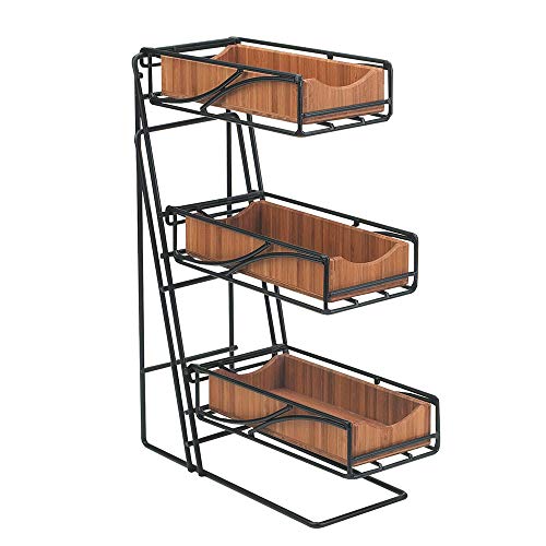 Cal-Mil 1235-60 Black Frame Bamboo Flatware/Condiment Display