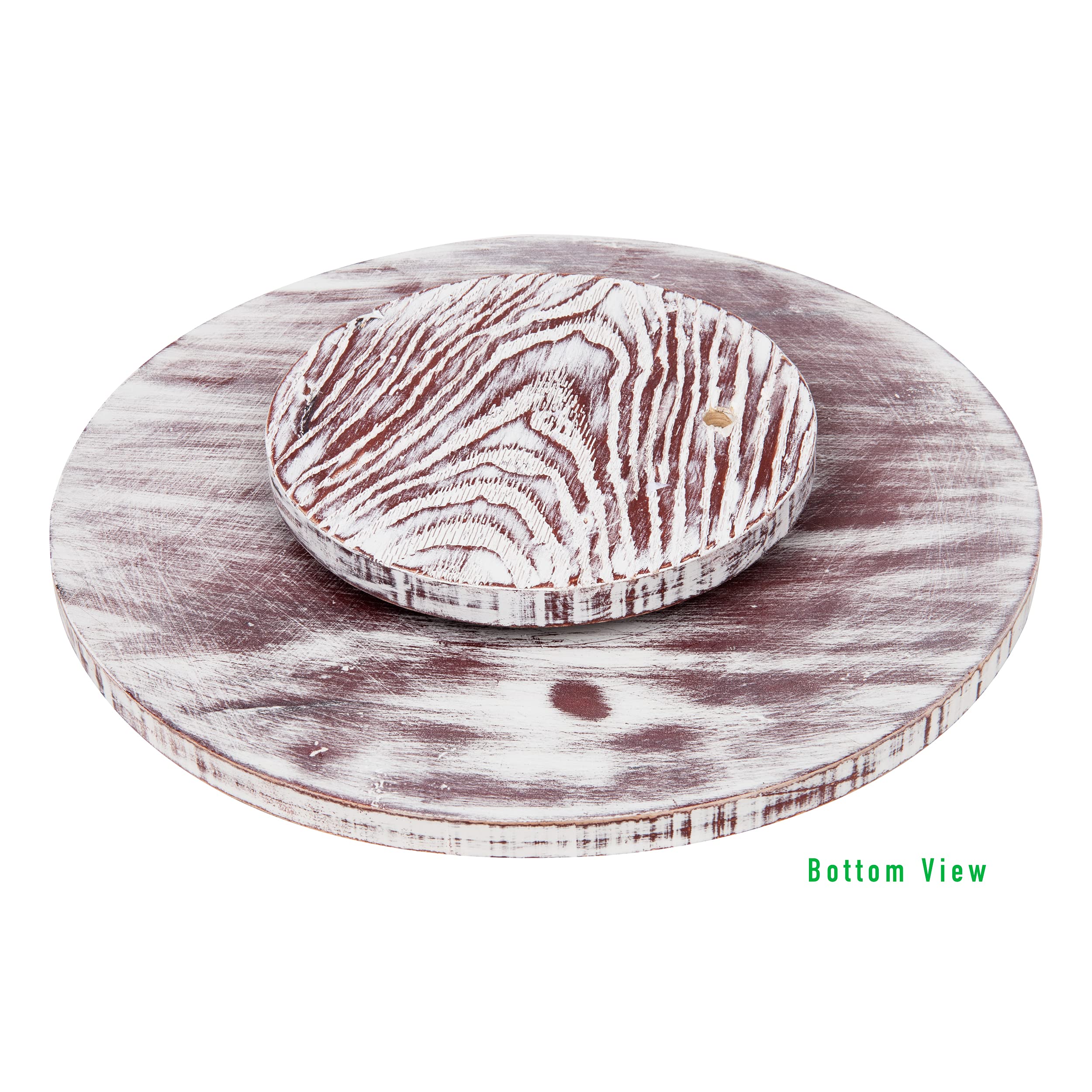 Mind Reader Torched Wood Spinning Lazy Susan, Rustic Farmhouse Rotating Organizer, 13" x 2", Brown