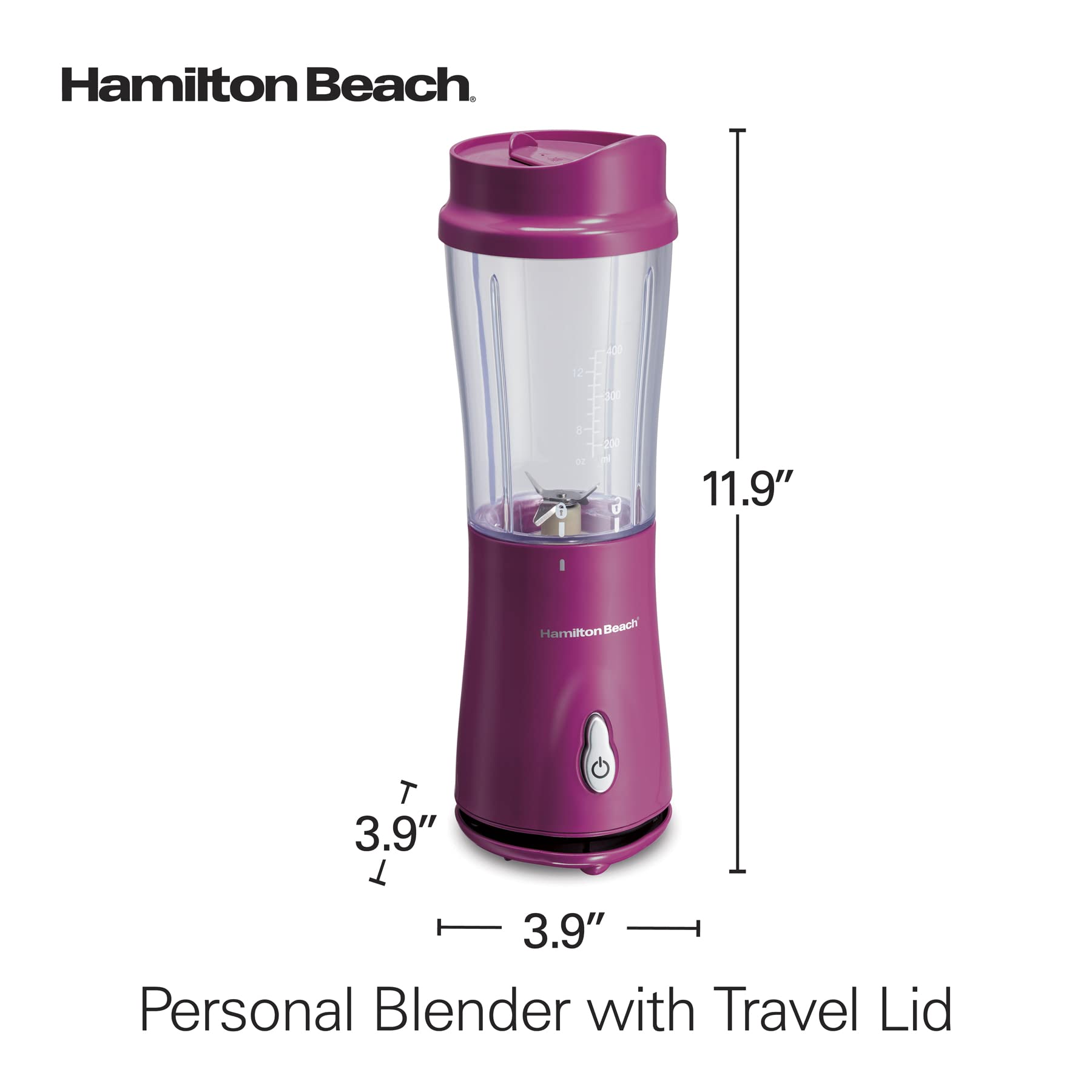 Hamilton Beach Shakes and Smoothies with BPA-Free Personal Blender, 14 oz, Raspberry