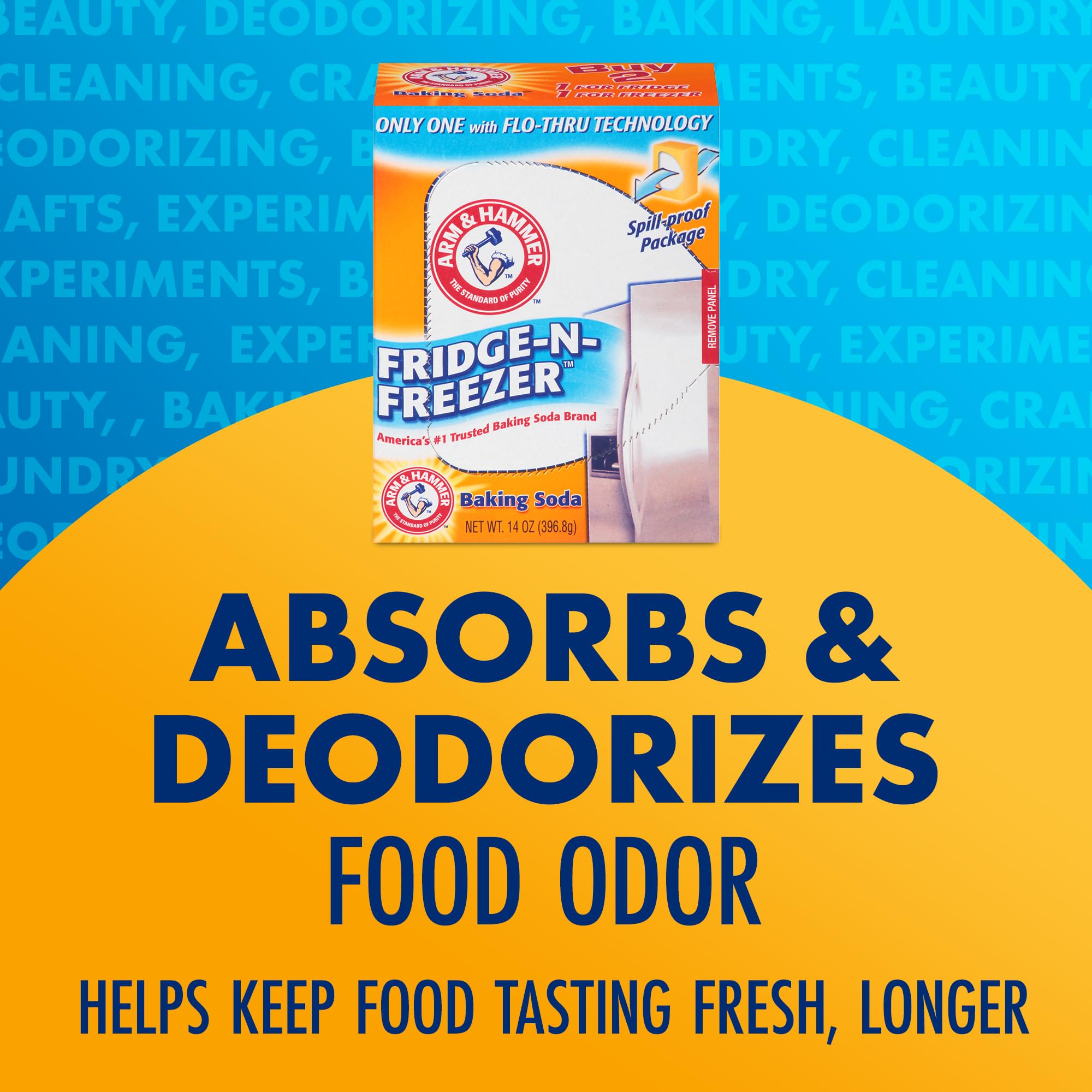 Arm & Hammer Baking Soda Fridge-n-Freezer Odor Absorber, 14 oz. - 12 Pack