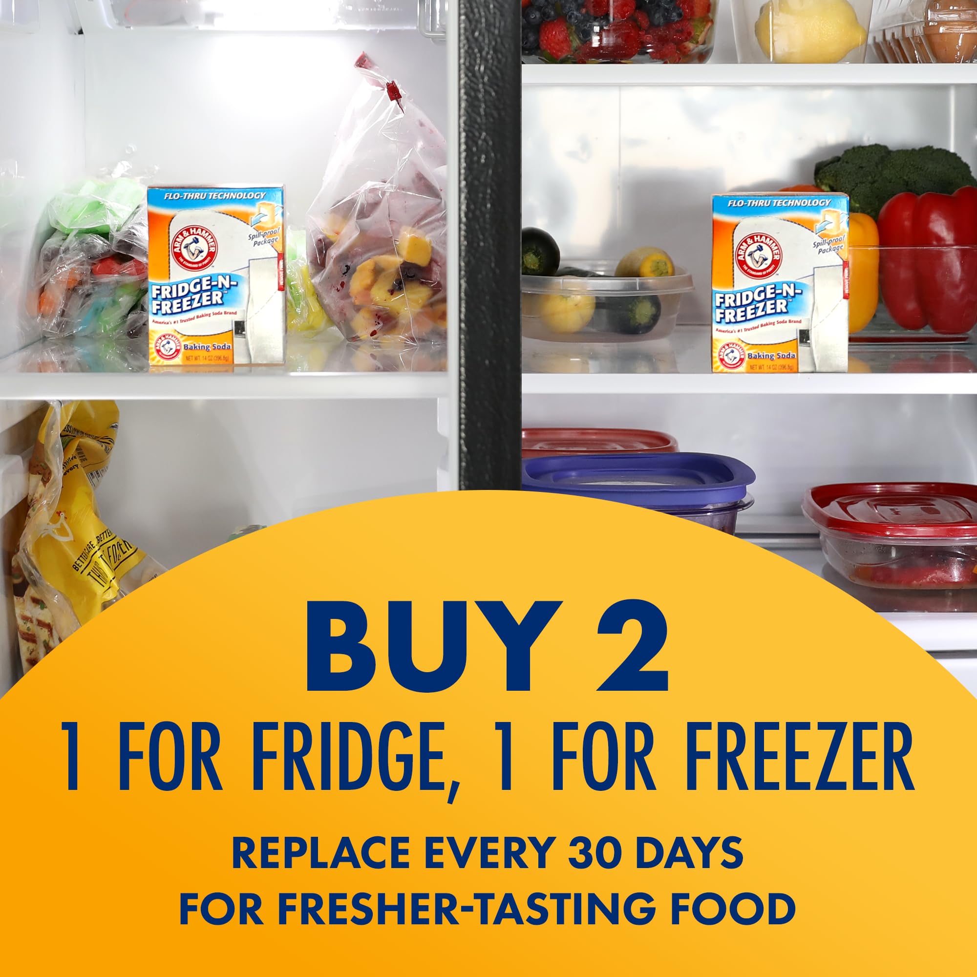 Arm & Hammer Baking Soda Fridge-n-Freezer Odor Absorber, 14 oz. - 12 Pack