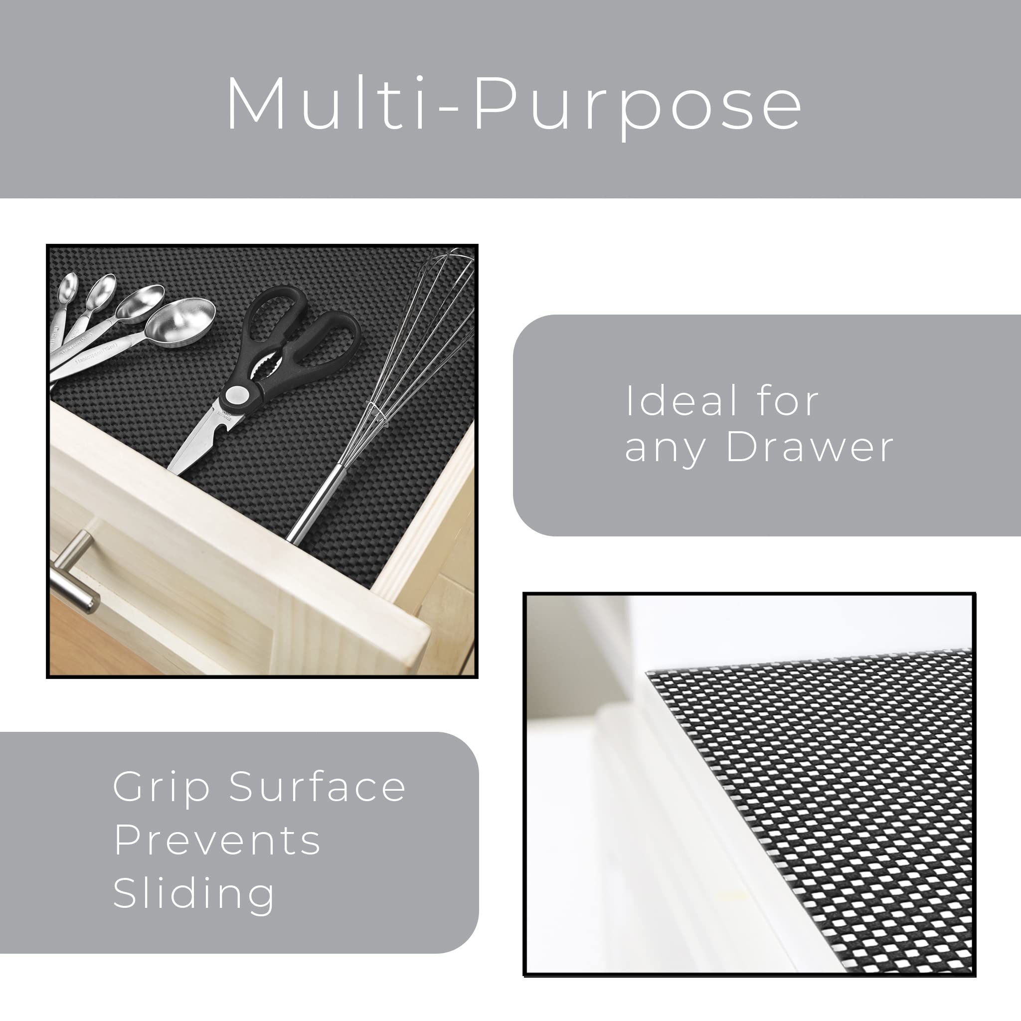 Smart Design Premium Grip Shelf Liner - 18 Inch x 8 Feet - Non Adhesive, Strong Grip Bottom, Easy Clean Kitchen Drawer, Cabinet, Cupboard Dresser Protector Cover, Non Slip Rubber Mat - Black