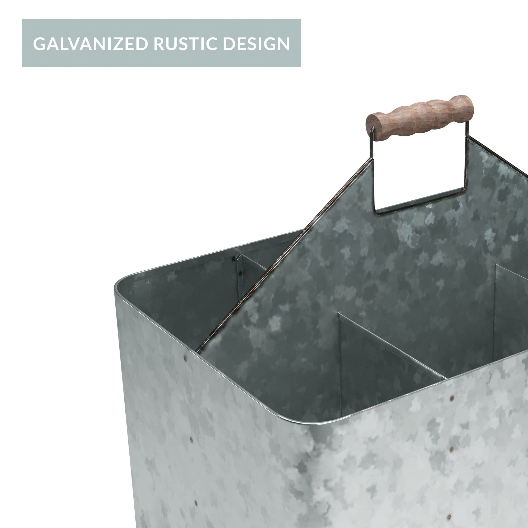 Barnyard Designs Galvanized Metal Kitchen Utensil Holder for Countertop, Farmhouse Kitchen Utensil Holder for Kitchen Counter, Decorative Kitchen Utensil Holder Large Rustic Utensil Caddy, 11.25x5.5