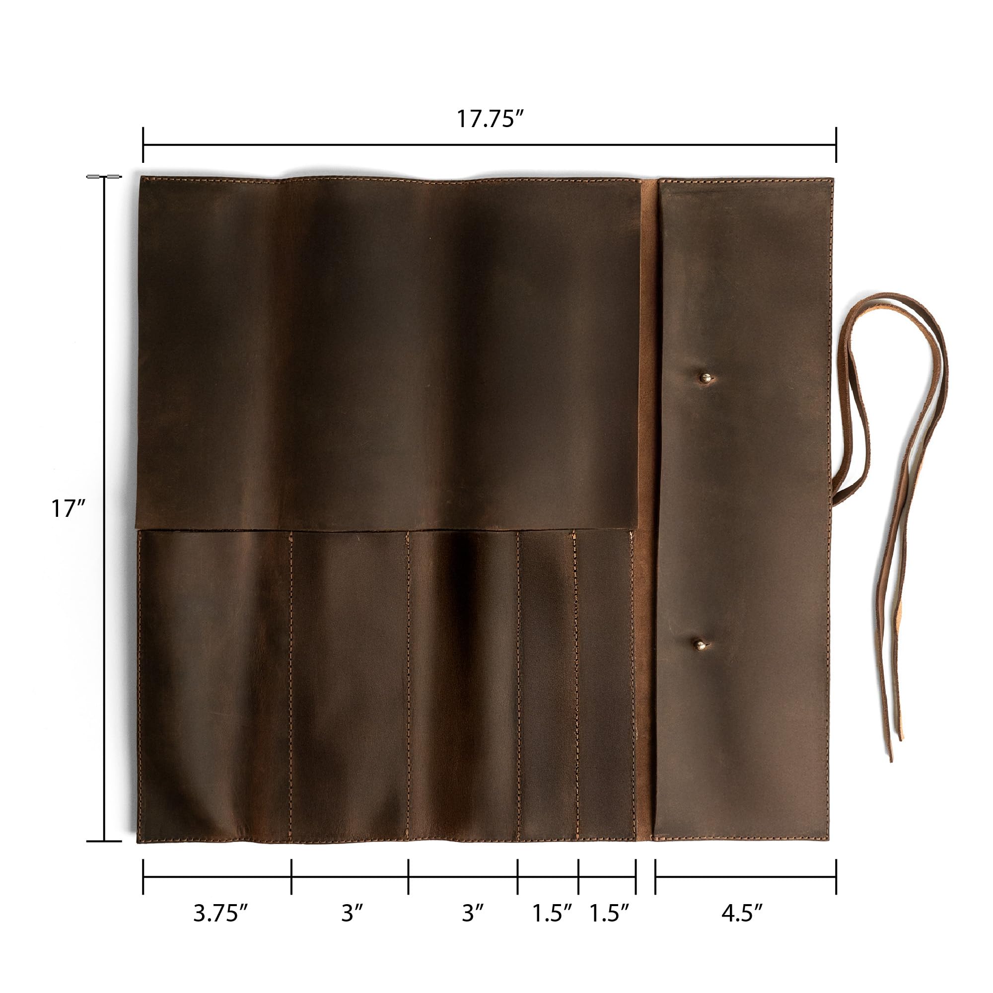 Hide & Drink, Rustic Leather Knife Roll Case (5 pockets), Compact Carry On Bag for Traveling Chefs & Cooks, Kitchen Tool Storage Organizer, Handmade Includes 101 Year Warranty (Bourbon Brown)