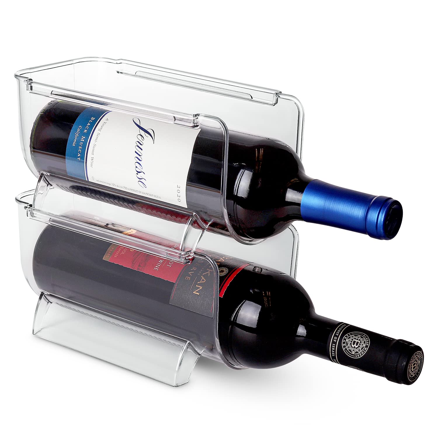 Homeries Wine & Water Bottle Organizer Holder Stackable Wine Rack for Kitchen Countertops, Table Top, Pantry, Fridge, Bars – Acrylic, Free Standing Wine Shelf – Holds Beer, Pop, Soda & Cans (2)
