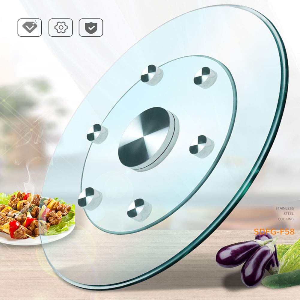 20 Inch(50 cm) Glass Lazy Susan, Round Kitchen Turntable with Steel Bearings, Heavy Duty Rotating Tray for Dining Table Serving Plate