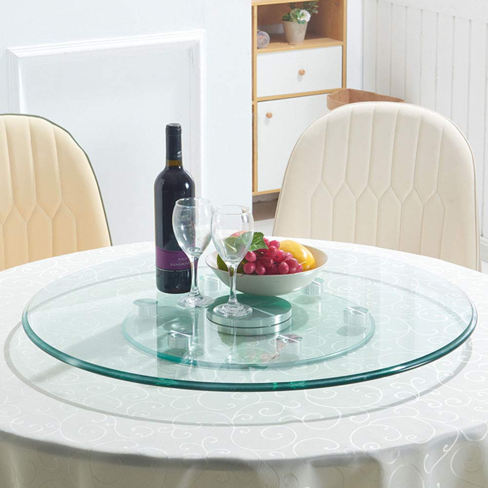 20 Inch(50 cm) Glass Lazy Susan, Round Kitchen Turntable with Steel Bearings, Heavy Duty Rotating Tray for Dining Table Serving Plate
