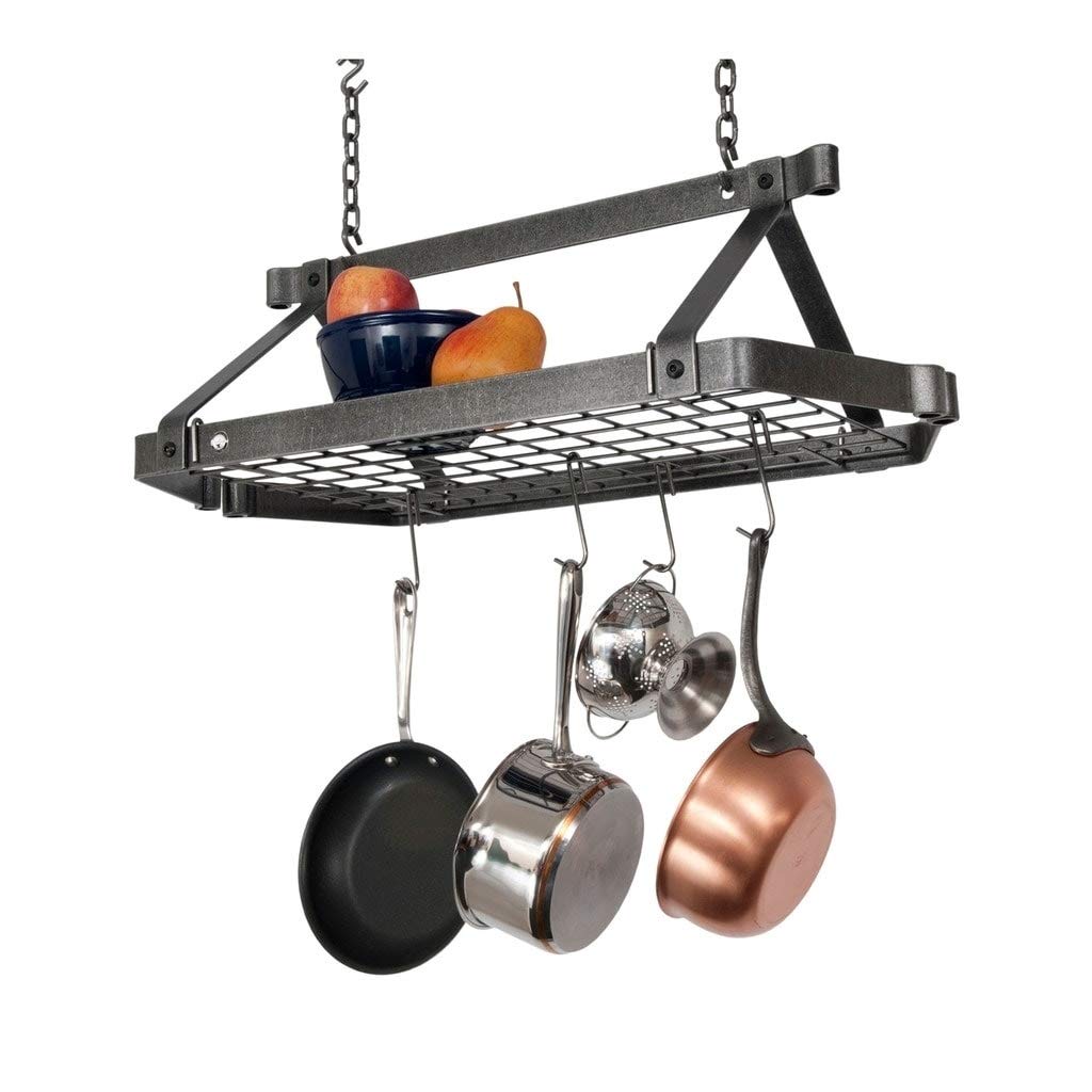 Enclume DR5 Decor Retro Rectangle Ceiling Rack with Grid, Hammered Steel