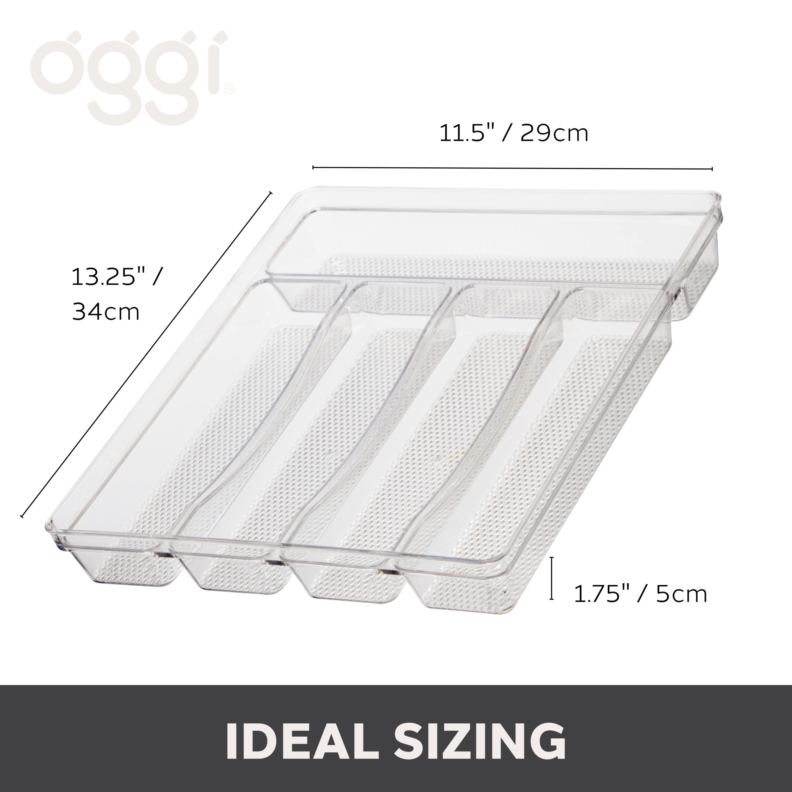 OGGI Clear Tray Flatware Organizer, 5-Compartment