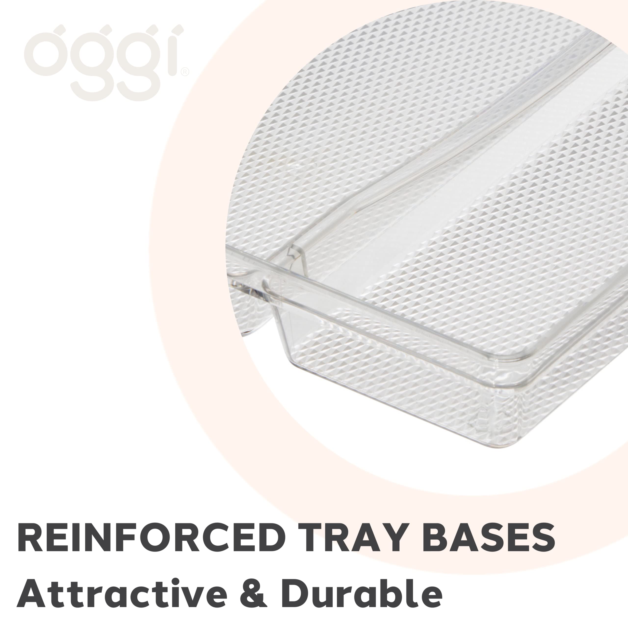 OGGI Clear Tray Flatware Organizer, 5-Compartment