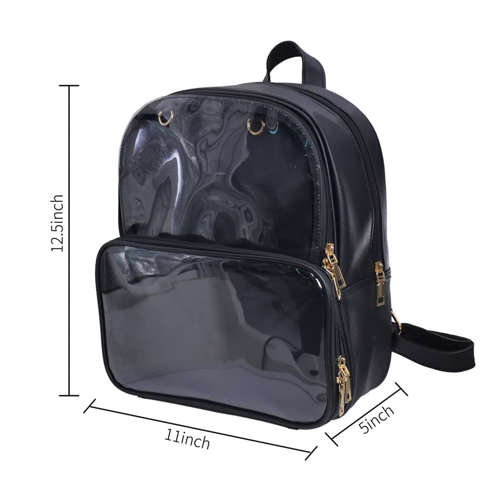 Patty Both Clear Backpack Transparent Ita Bag for Anime Lolita Bag DIY Cosplay(Ita Bag, Black)