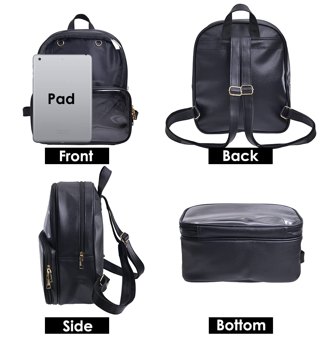 Patty Both Clear Backpack Transparent Ita Bag for Anime Lolita Bag DIY Cosplay(Ita Bag, Black)