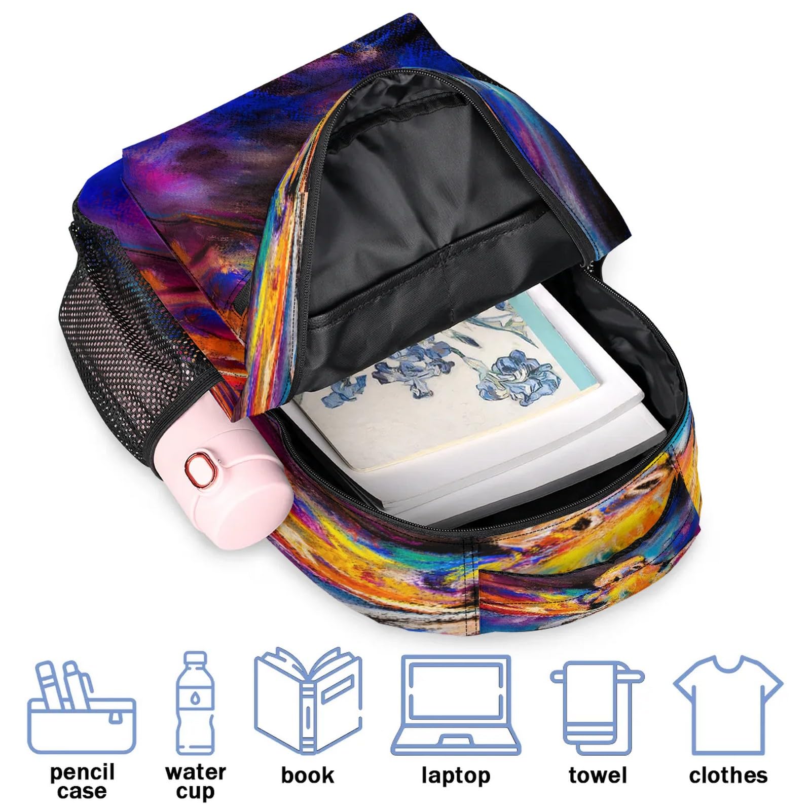 Cute Giraffe Backpack for Girls Boys Kids School Student Bookbag Galaxy Nebula Laptop Backpack 14 Inch Travel Daypack Computer Bag for Women Teenager College Work