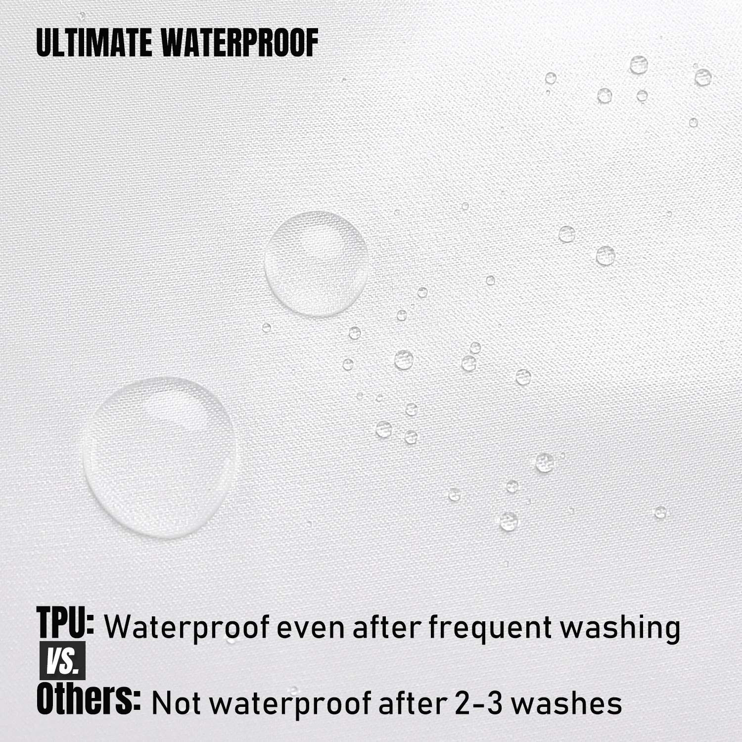 N&Y HOME Ultimate Waterproof Fabric Shower Curtain or Liner, Machine Washable, Breathable Fabric TPU Lining Bath Tub Shower Liner, White, 72x72 inch