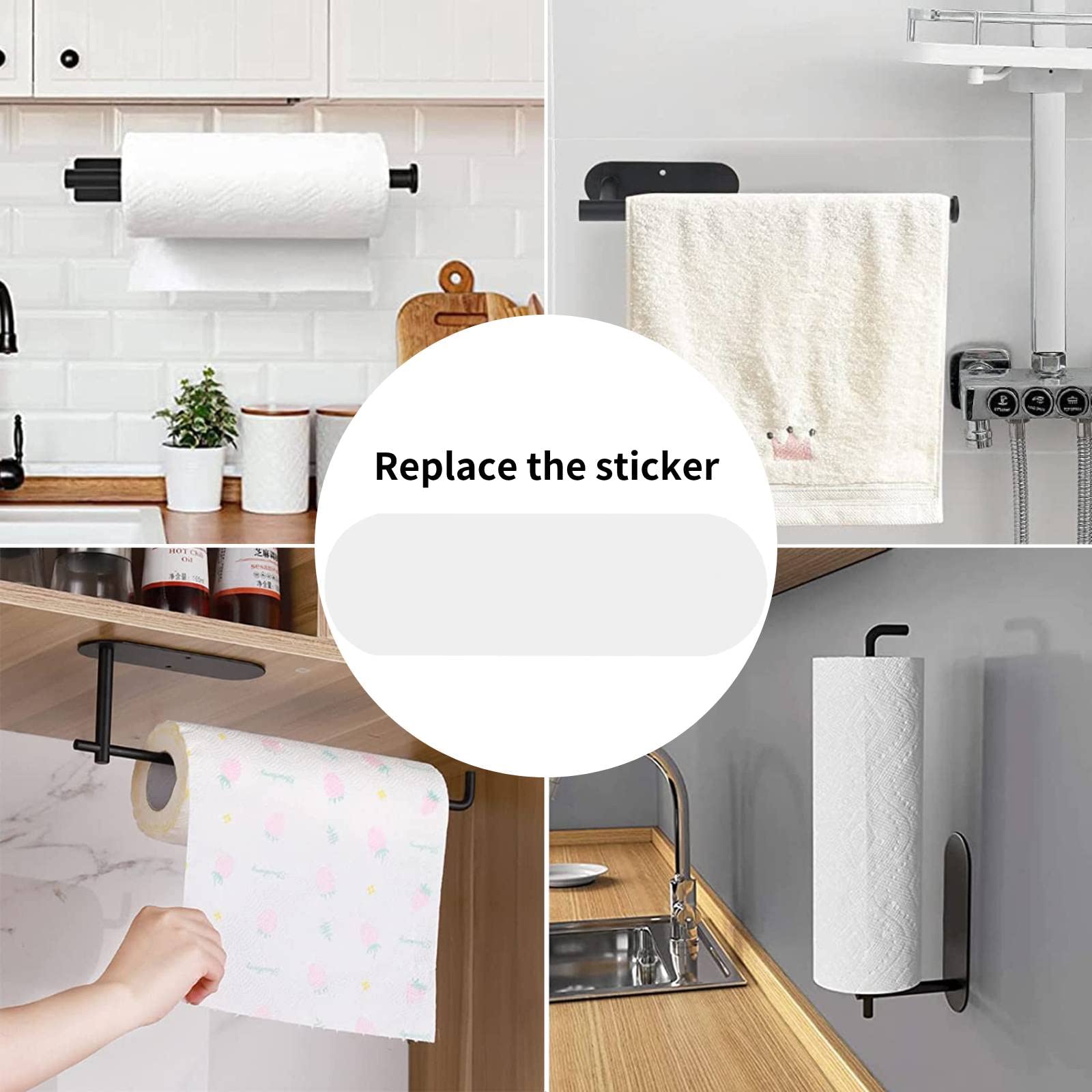 Self Adhesive Strips, Paper Towel Holder Replaces Stickers, Stainless Steel Paper Towels Holder Replace Stickers,Paper Towel Holder Under Cabinet, Compatible with DR Catch, 5.7*1.5inch(2-Pack)