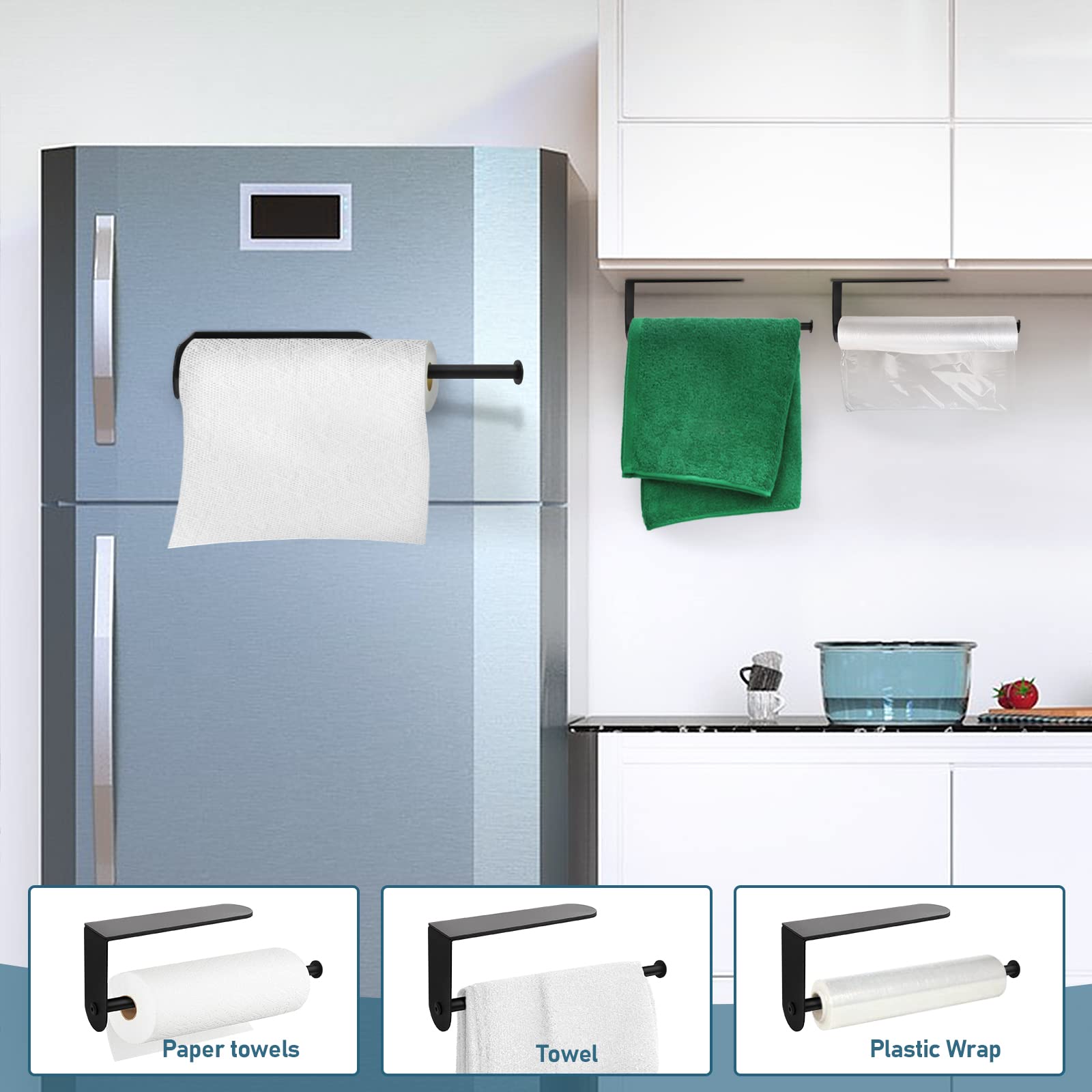 Magnetic Paper Towel Holder,Togbcee 12" Multifunctional Ktchen Towel Rolls Bar with Strong Magnet Backing-Stable Stick to Any Ferrous Surface-Fit Refrigerator,Grill etc. (Carbon Steel Black)